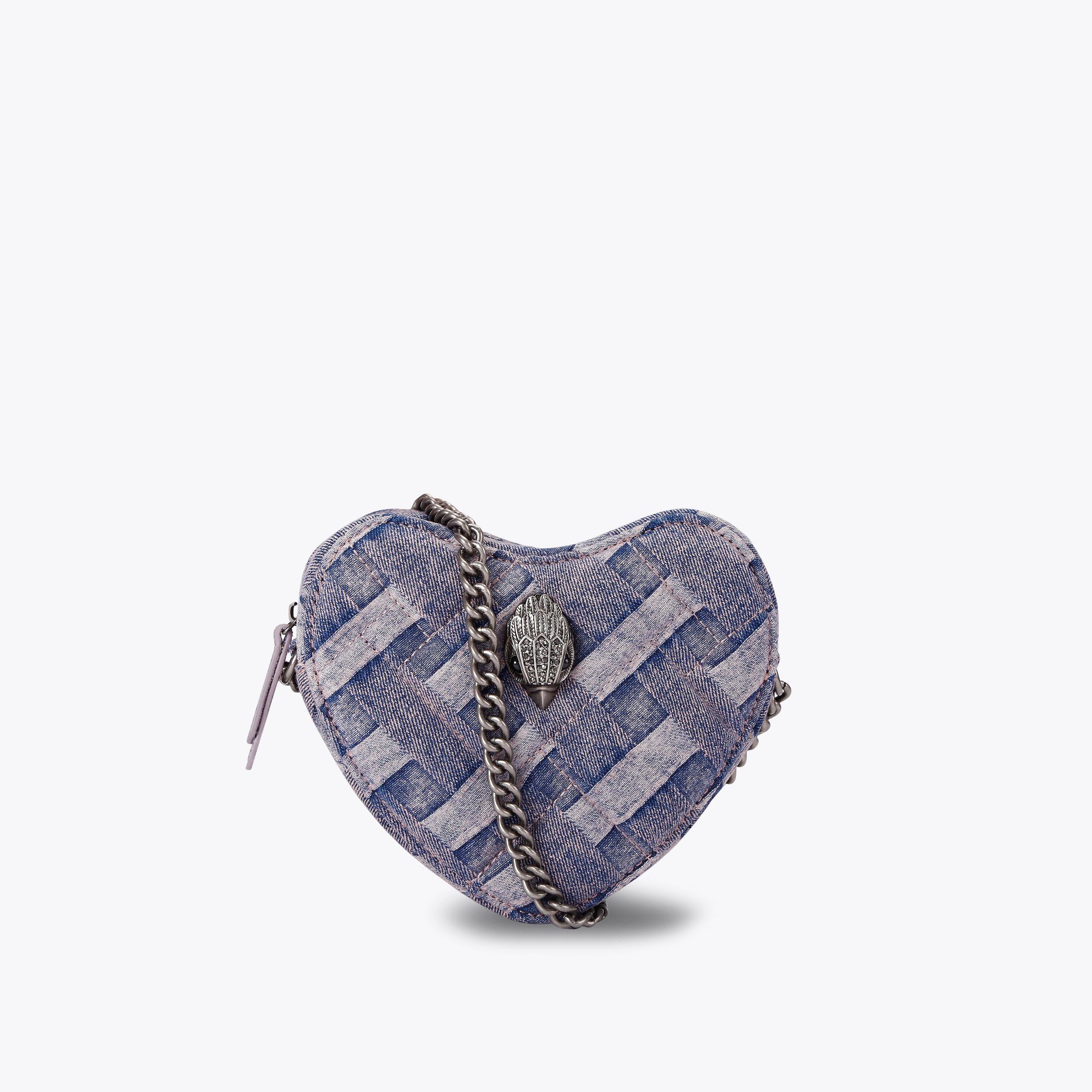 KENSINGTON HEART X BODY Pink Denim Heart Cross Body Bag by KURT GEIGER ...
