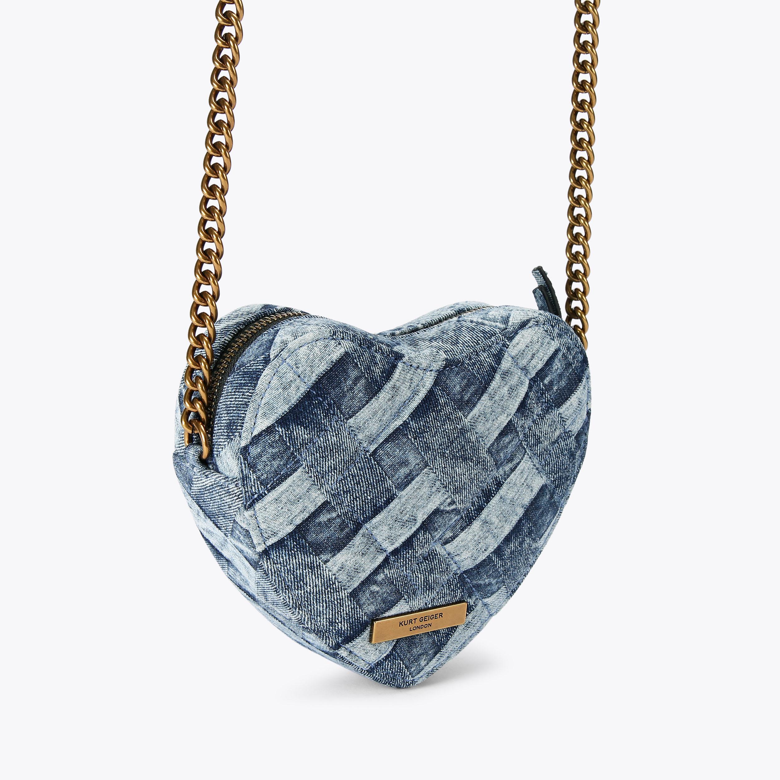 KENSINGTON HEART X BODY Denim Woven Heart Cross Body Bag by KURT GEIGER ...