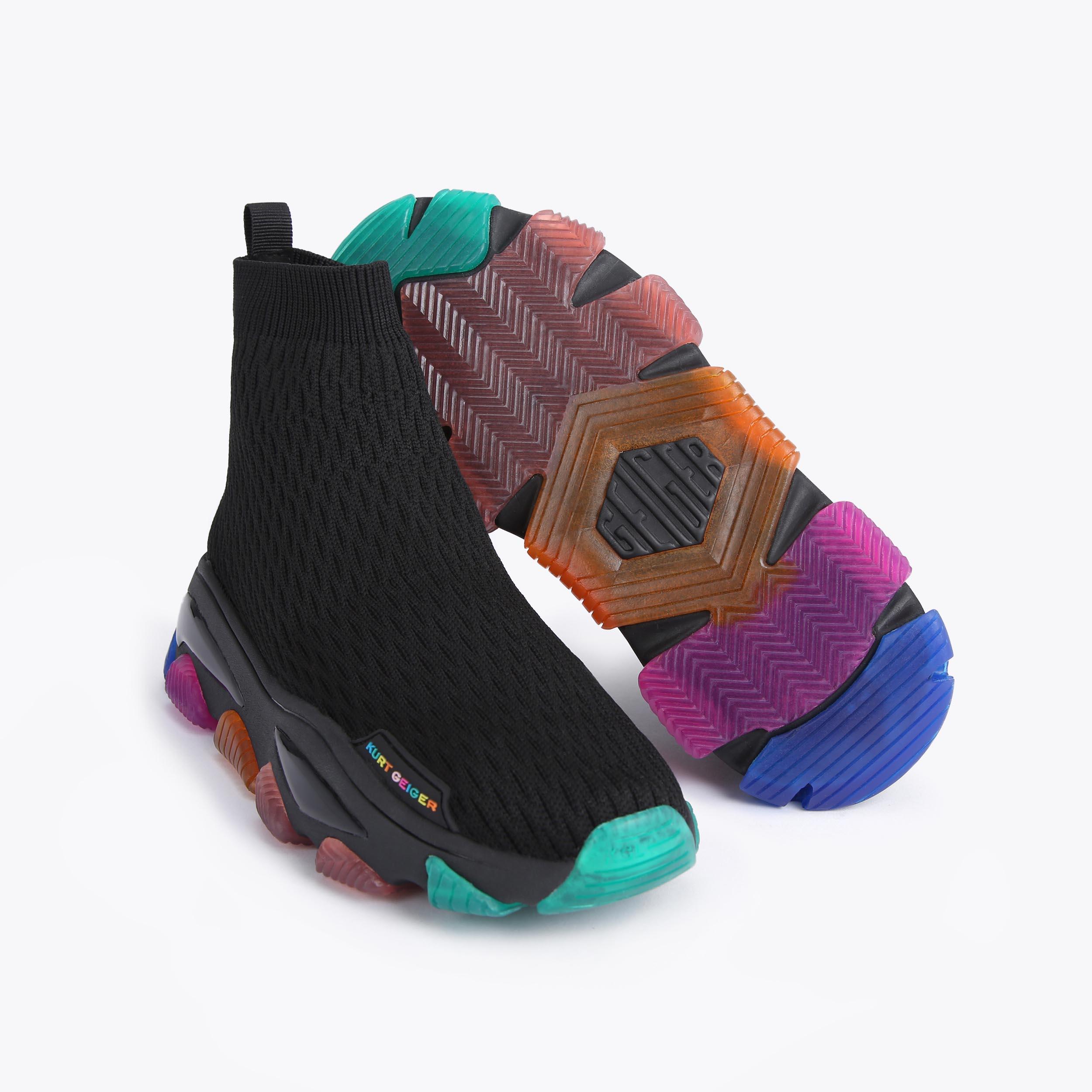 LETTIE KNIT SOCK Rainbow Detail Knitted Sock Sneakers by KURT GEIGER LONDON