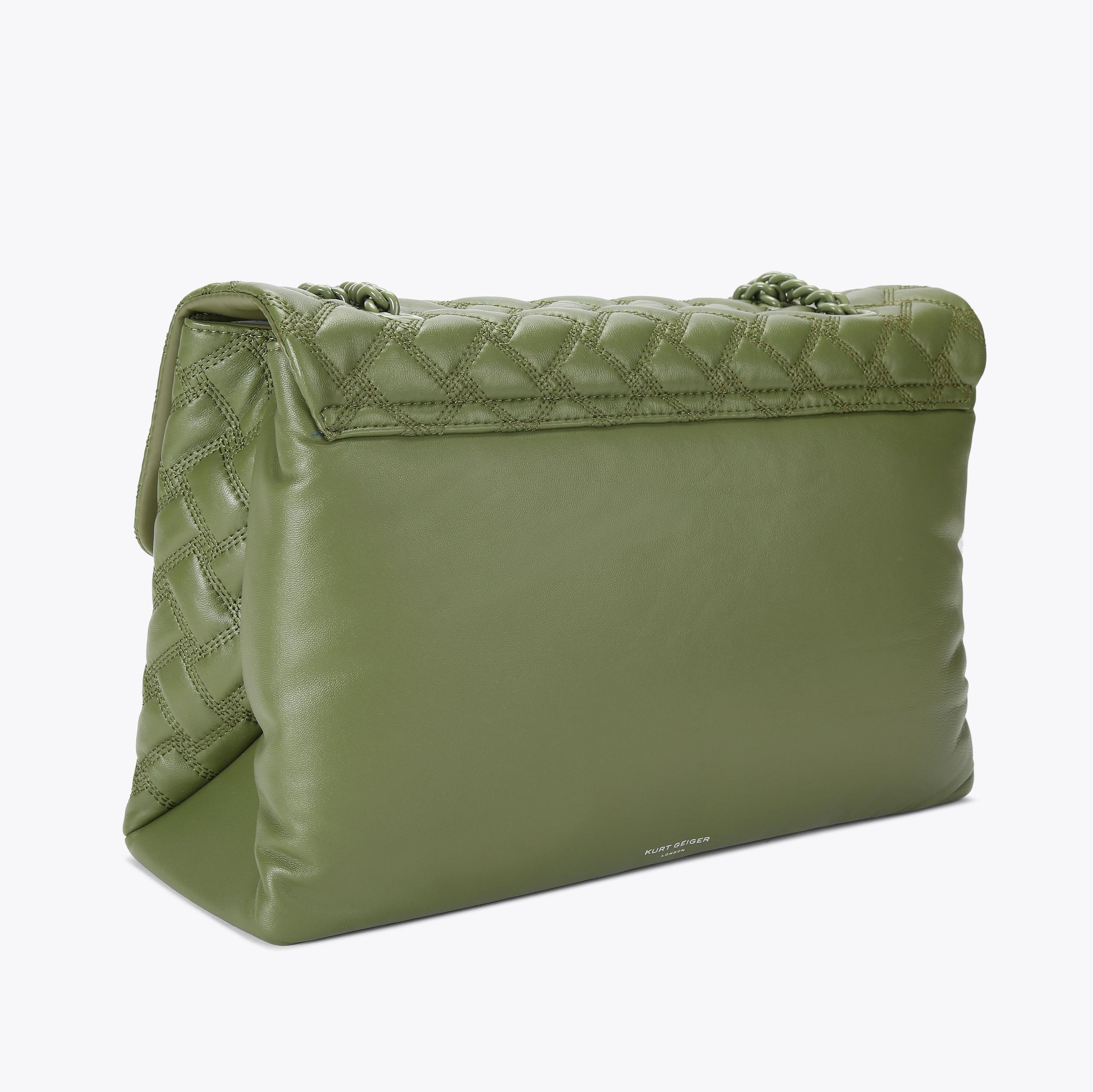 Xxl Kensington Drench Khaki Leather Shoulder Bag By Kurt Geiger London