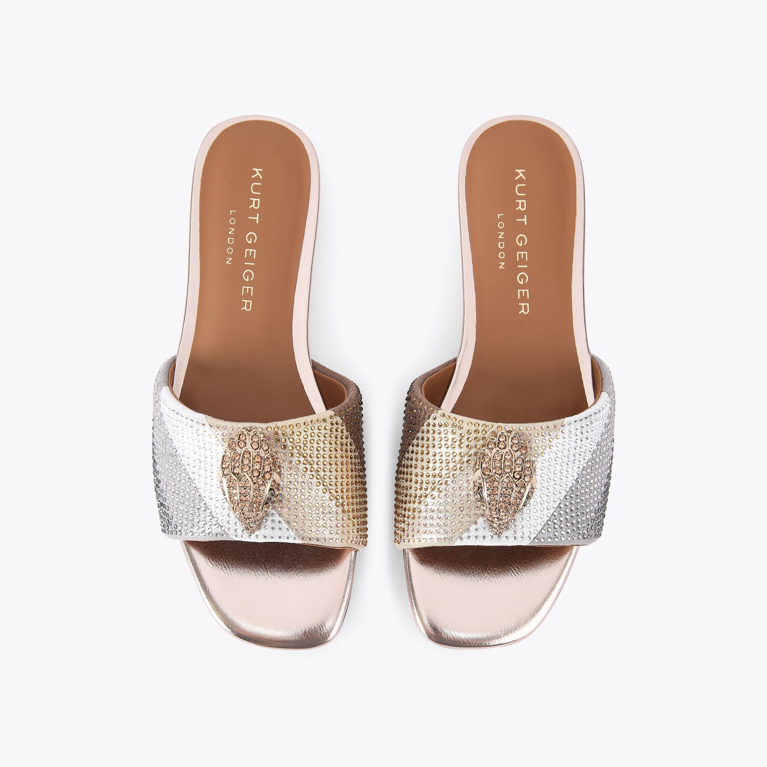 KENSINGTON FLAT SANDAL Metallic Flat Sandals by KURT GEIGER LONDON