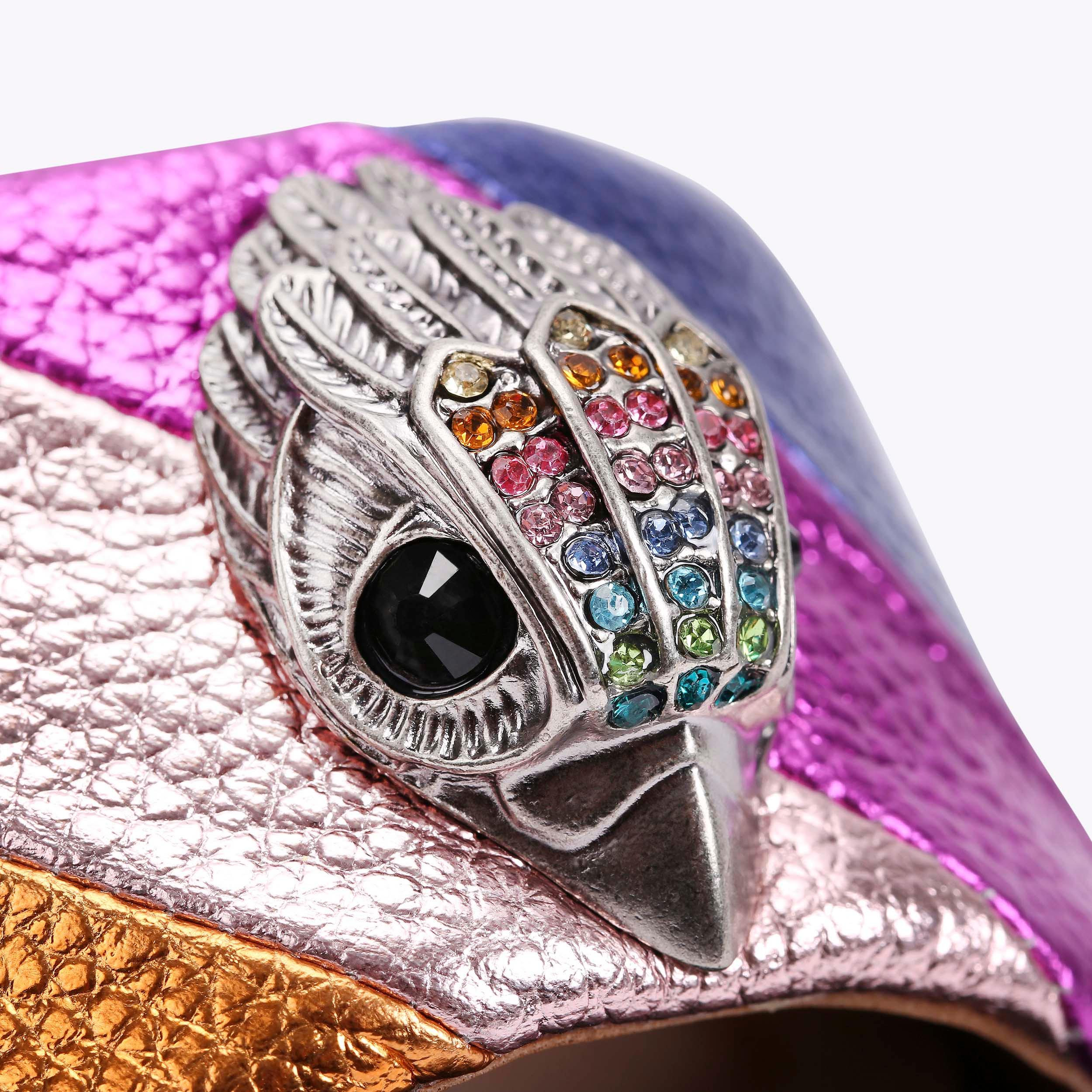 KENSINGTON FLAT SANDAL Metallic Rainbow Stripe Flat Sandals by KURT ...