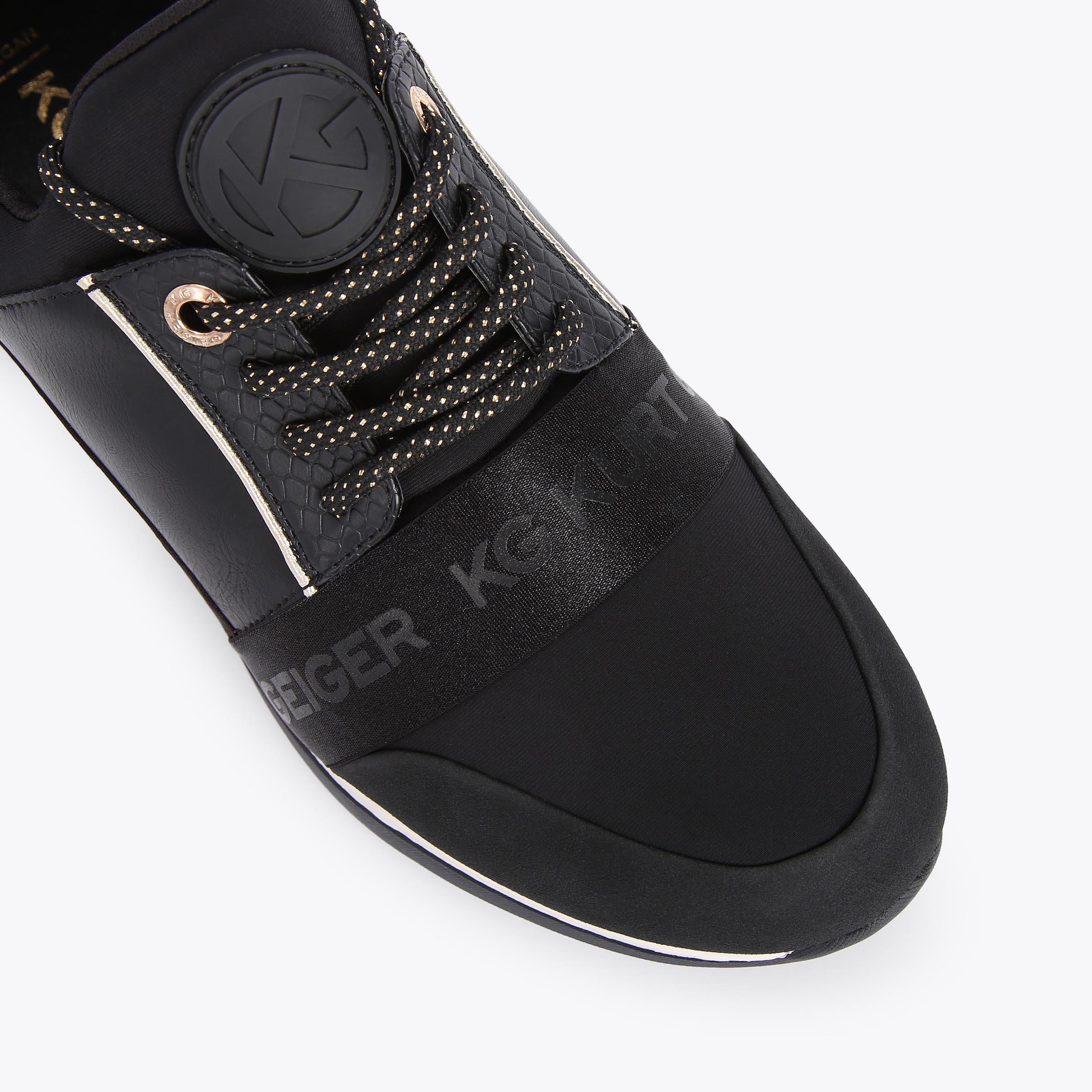 LEO2 Black Fabric Gold Detail Sneakers by KG KURT GEIGER