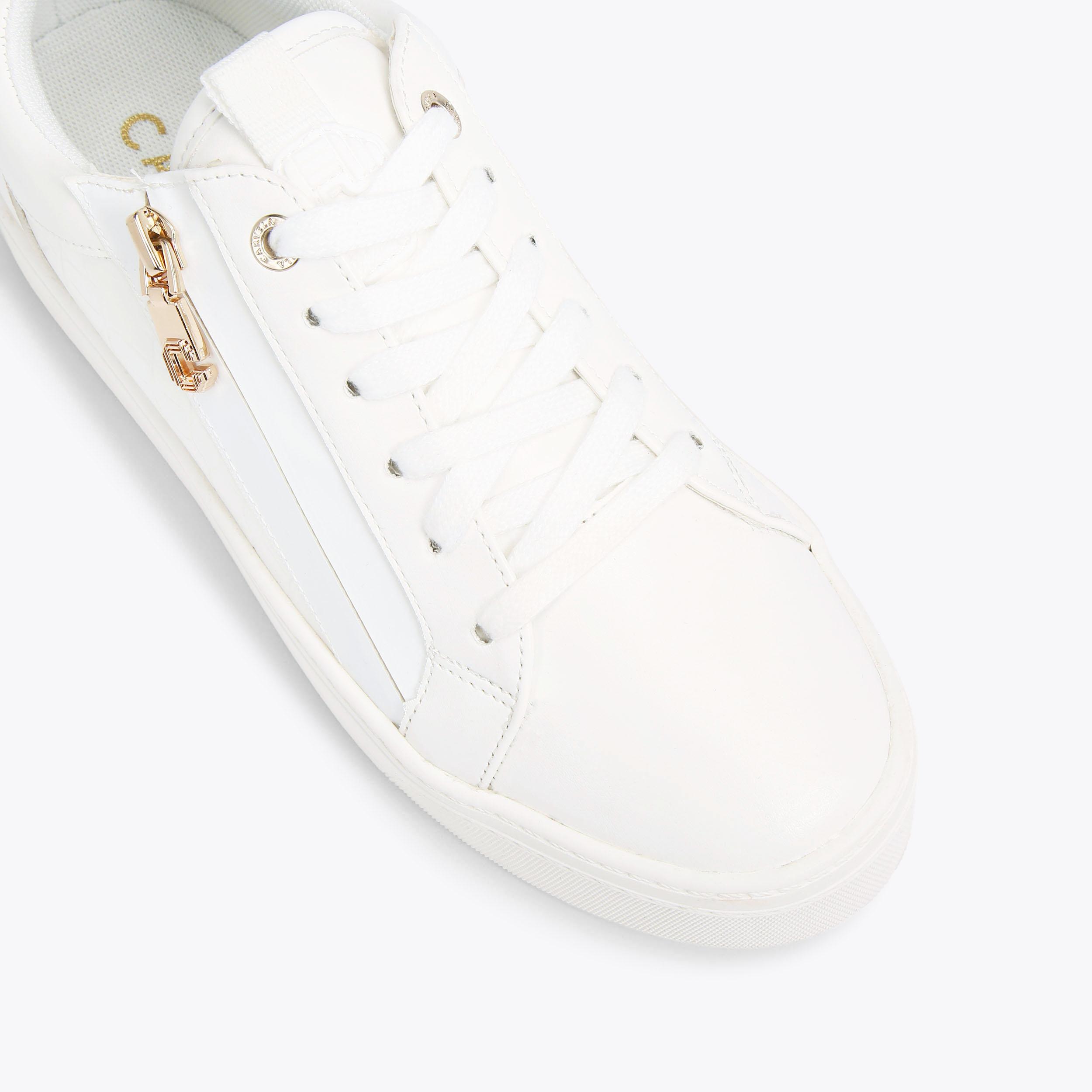 JUNIOR ZIP White Croc Print Zipped Trainers by CARVELA