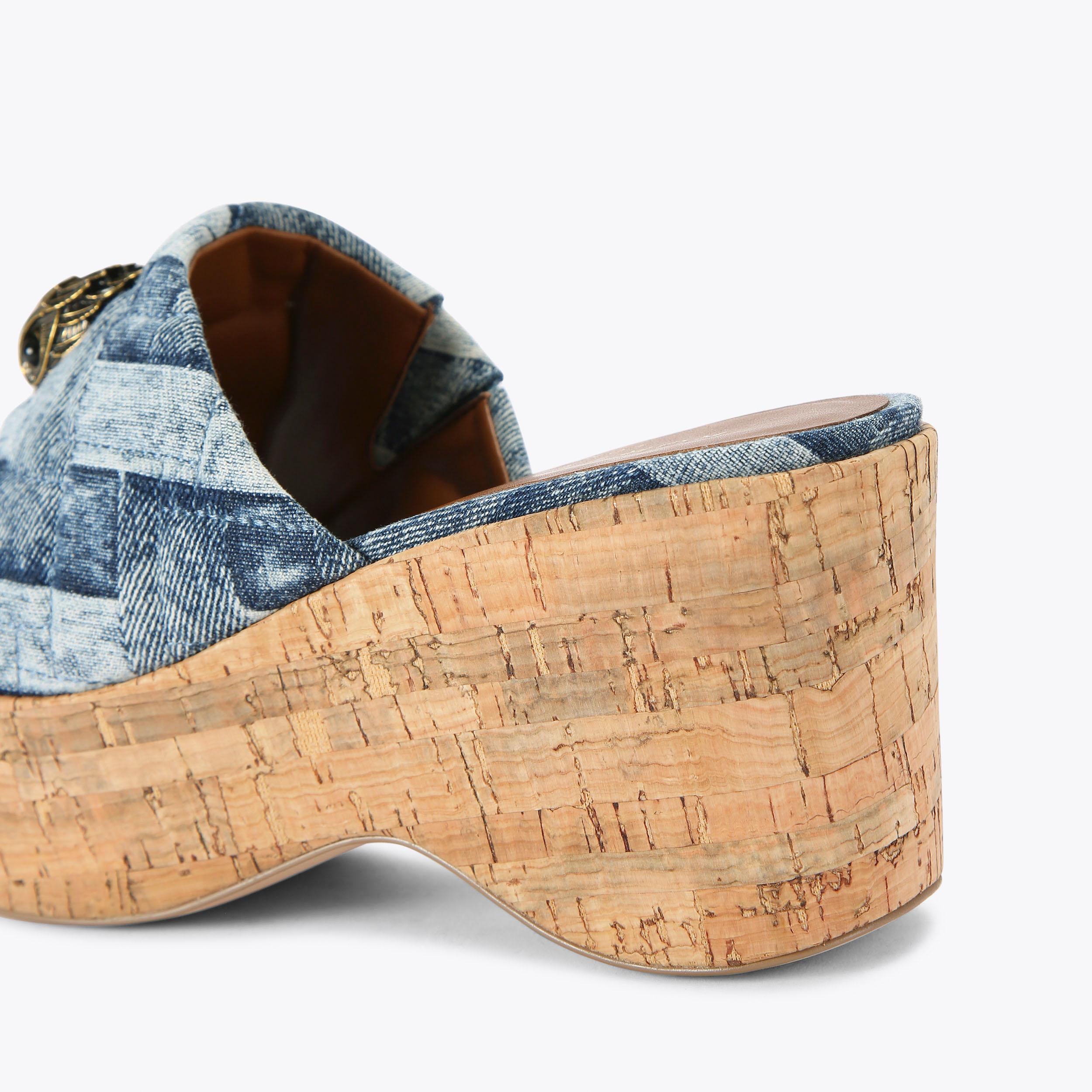 KENSINGTON WEDGE MULE Denim Wedge Heels by KURT GEIGER LONDON