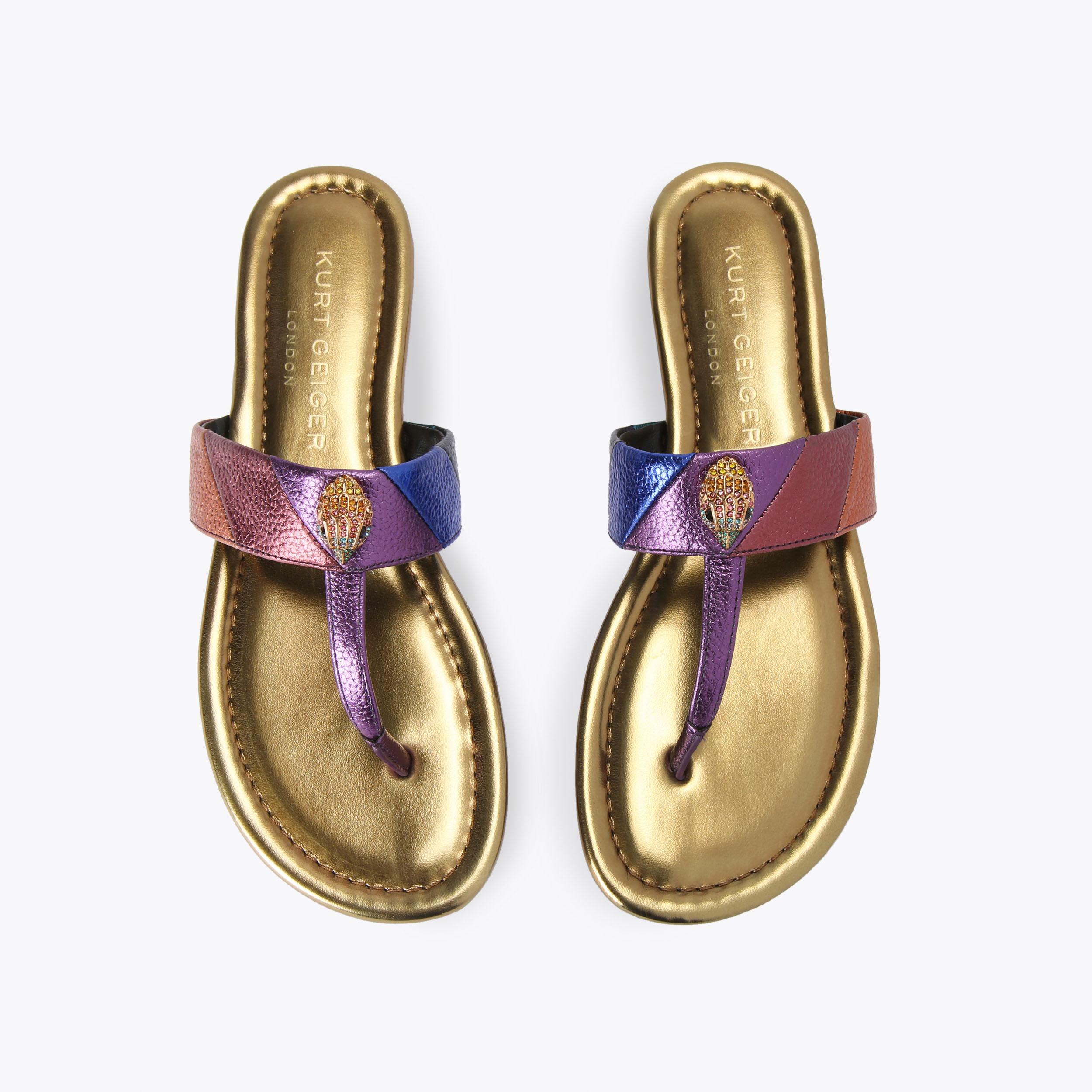 KENSINGTON T-BAR SANDAL Metallic Leather T-Bar Sandals by KURT GEIGER ...