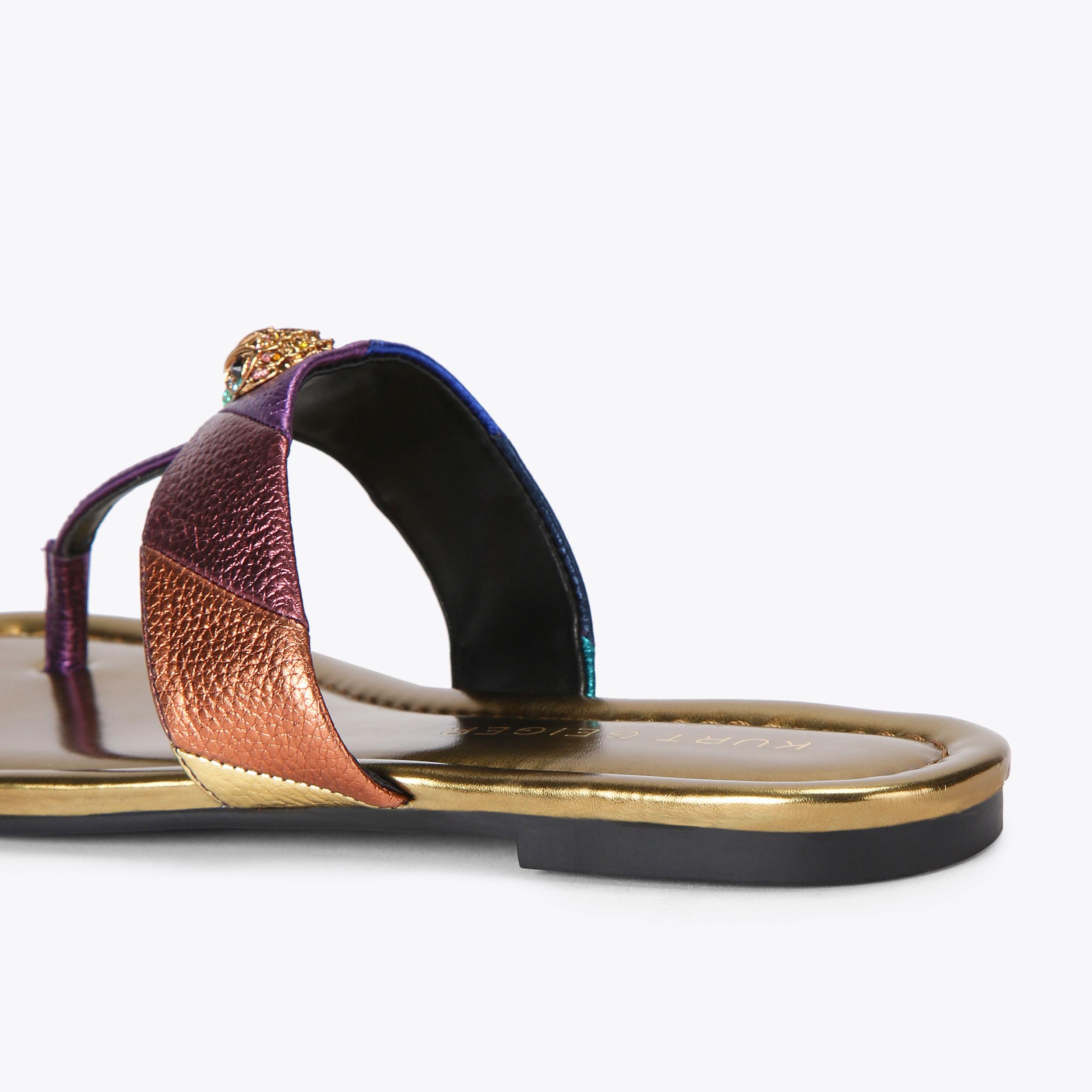 KENSINGTON T-BAR SANDAL Metallic Leather T-Bar Sandals by KURT GEIGER ...