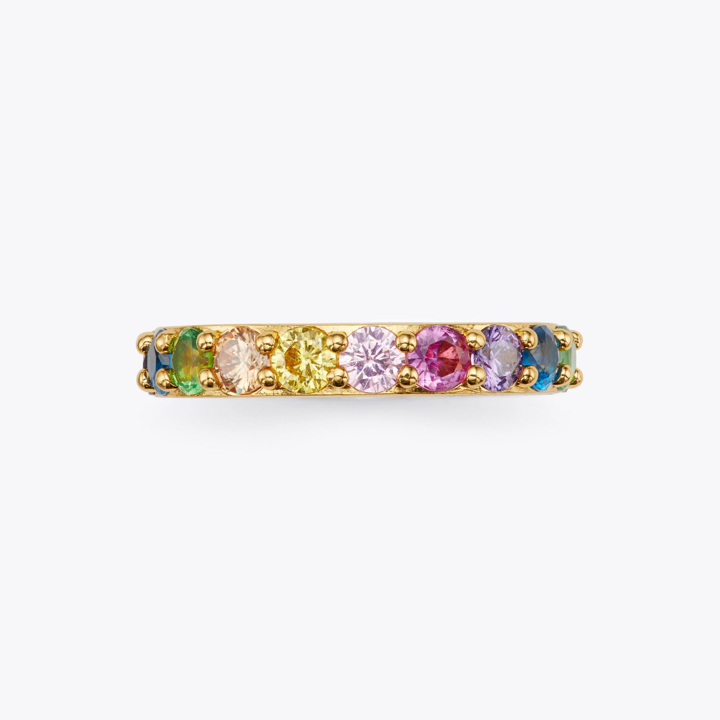 BE KIND BAND RING Rainbow Gem Be Kind Ring by KURT GEIGER LONDON