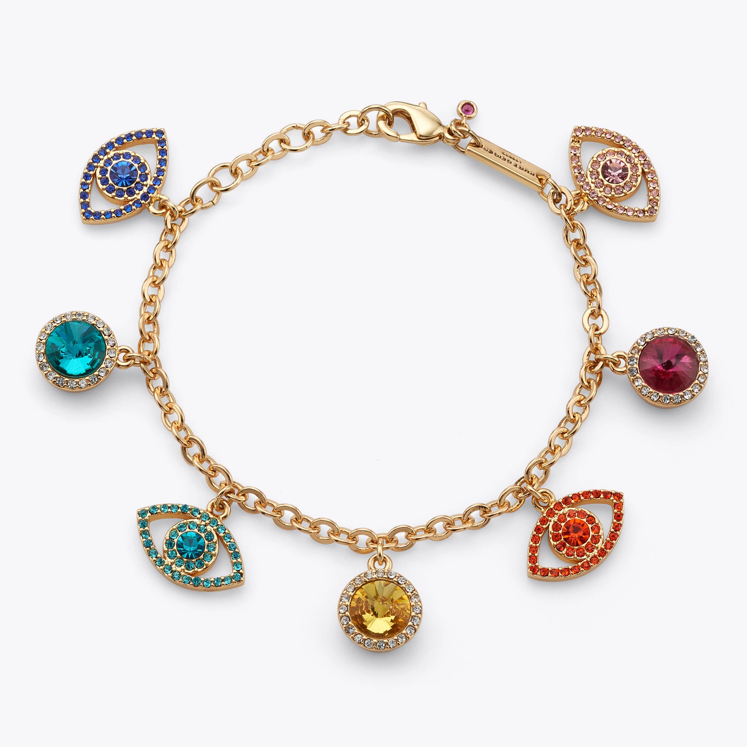 EVIL EYE CRYSTAL BRACELET Gold Eye Charm Bracelet by KURT GEIGER LONDON