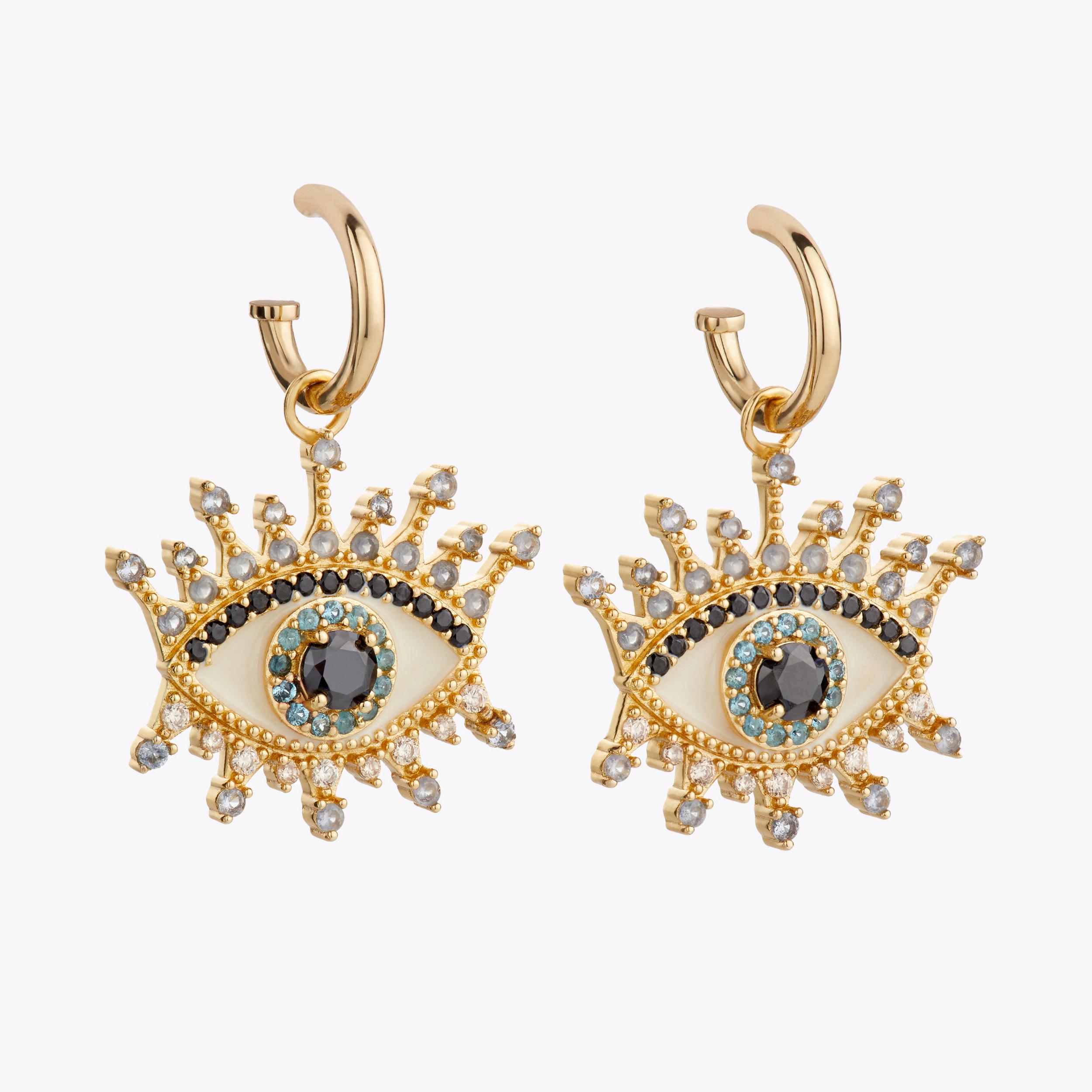 EYE HUGGIE HOOPS Evil Eye Huggie Hoops by KURT GEIGER LONDON