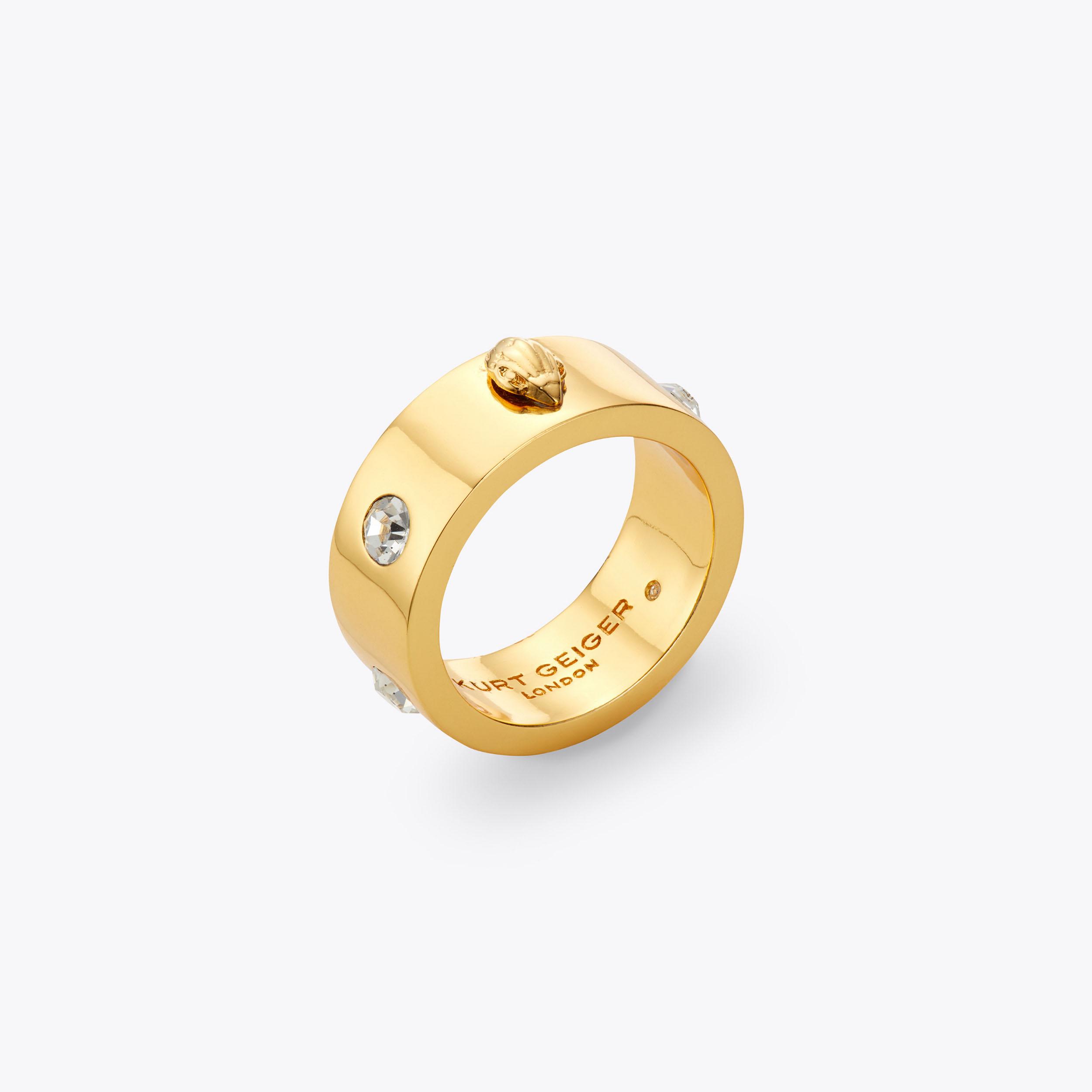 METAL EAGLE RING Gold Structured Metal Eagle Ring by KURT GEIGER LONDON