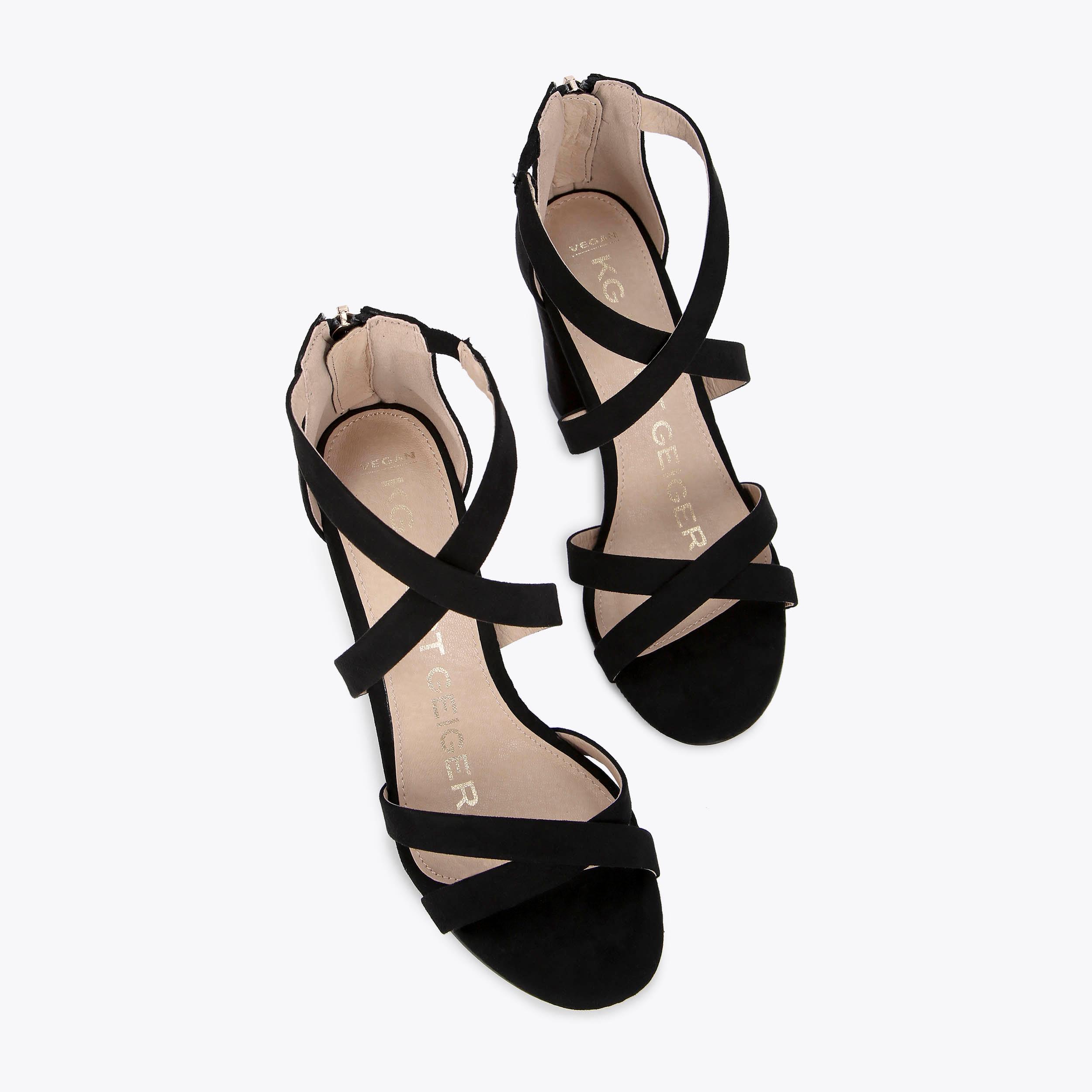 FAUN Black Suedette Cross Strap Heels by KG KURT GEIGER