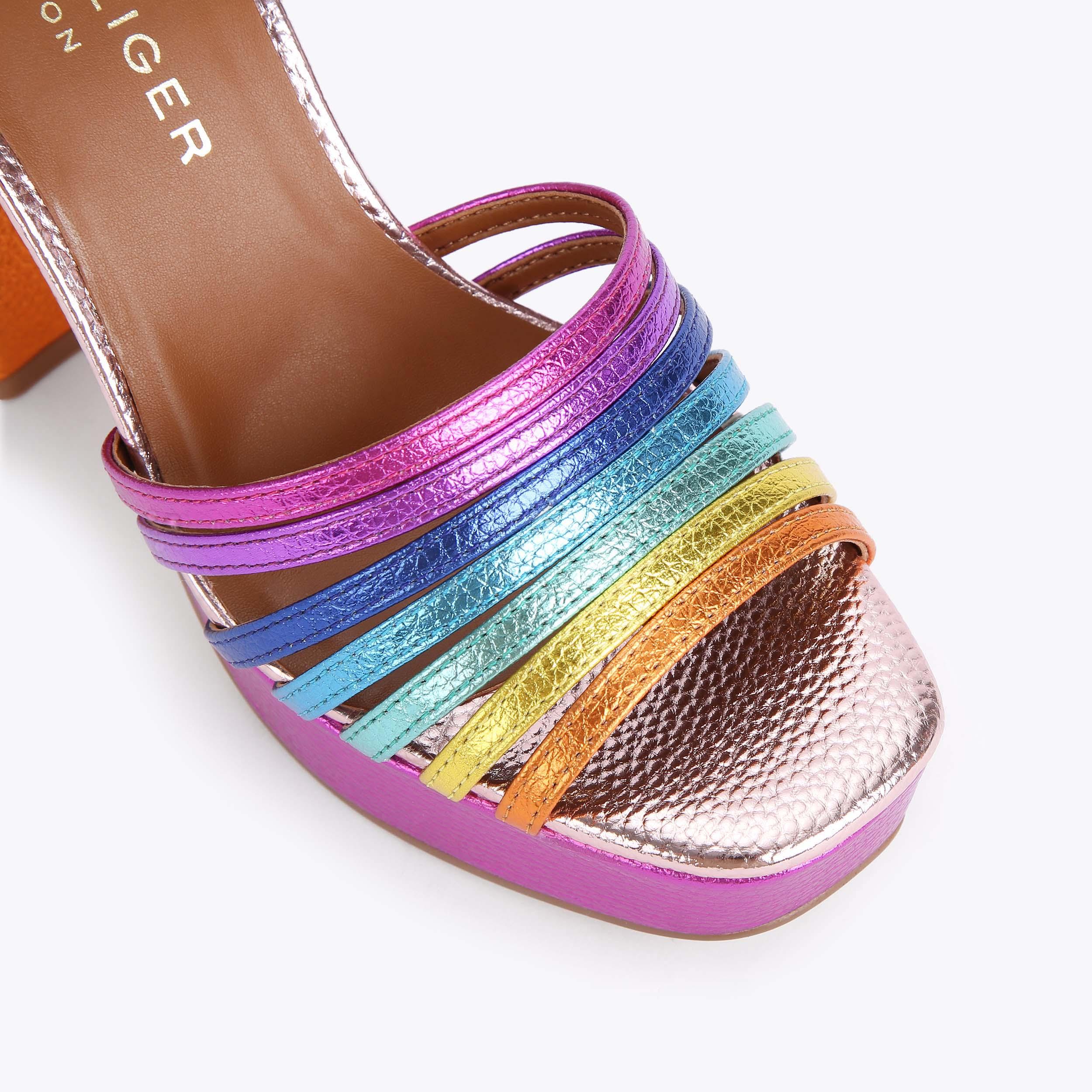 PIERRA PLATFORM SANDAL Rainbow Metallic Platform Block Heel by KURT GEIGER LONDON