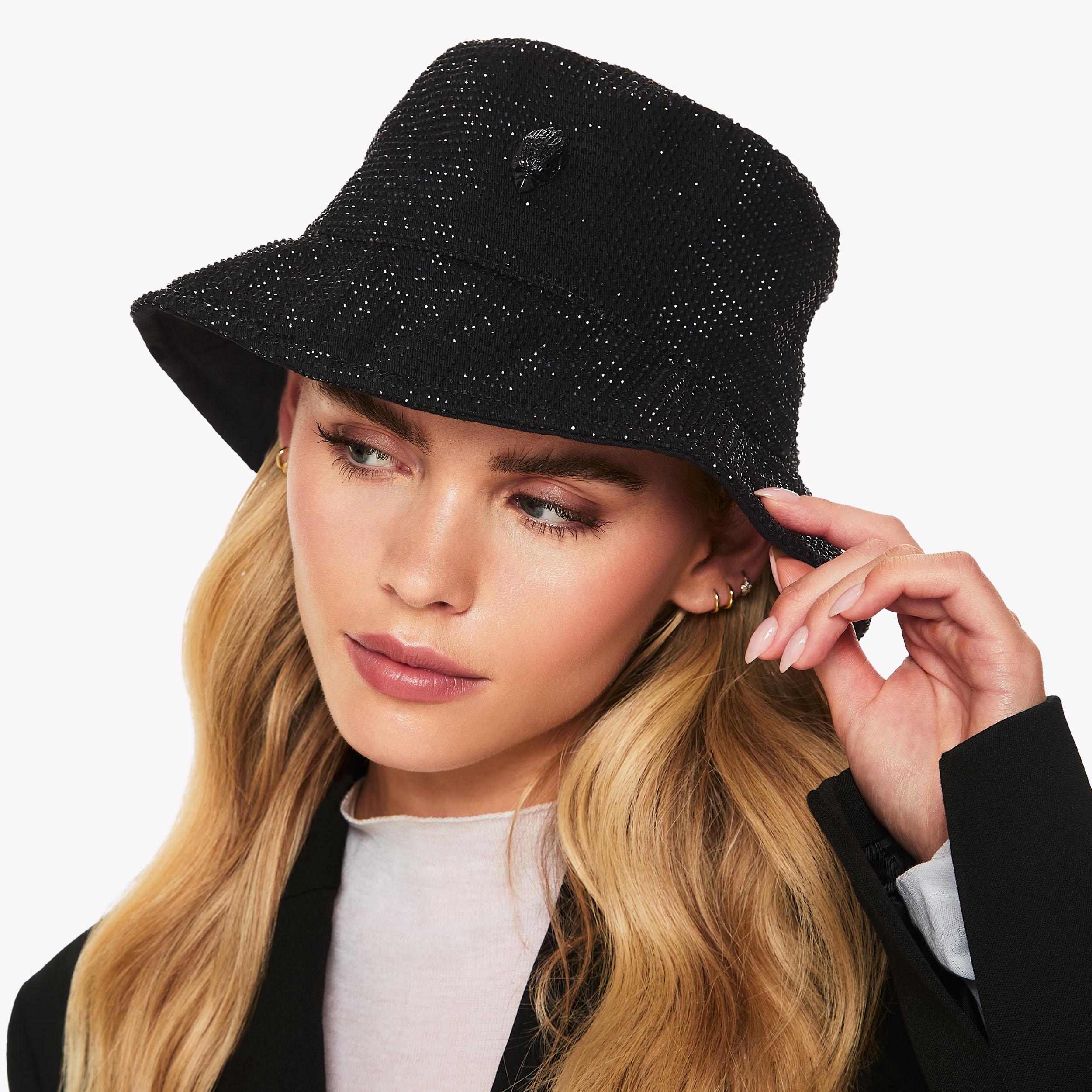 KENSINGTON BUCKET HAT Black Crystal Bucket Hat by KURT GEIGER LONDON