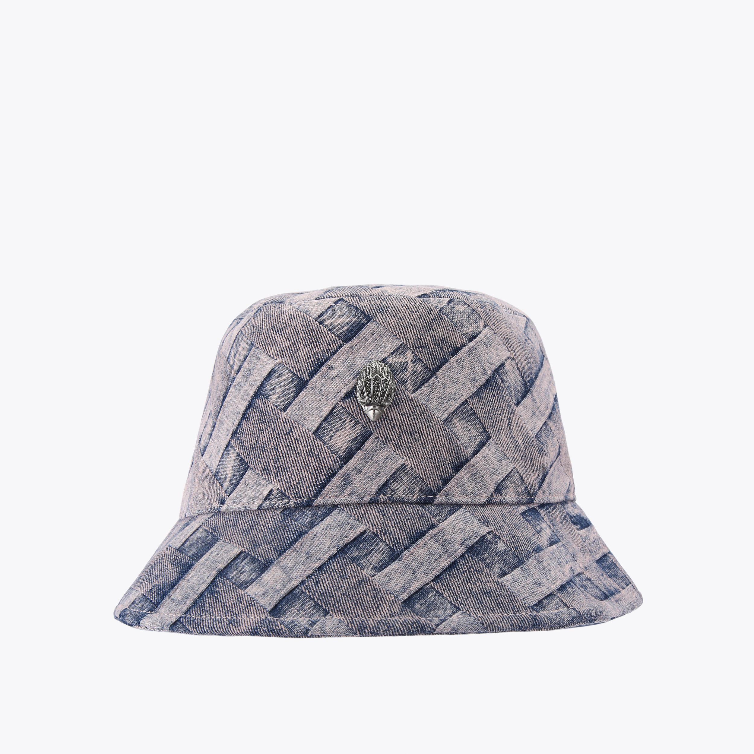 KENSINGTON BUCKET HAT Pink Denim Bucket Hat by KURT GEIGER LONDON