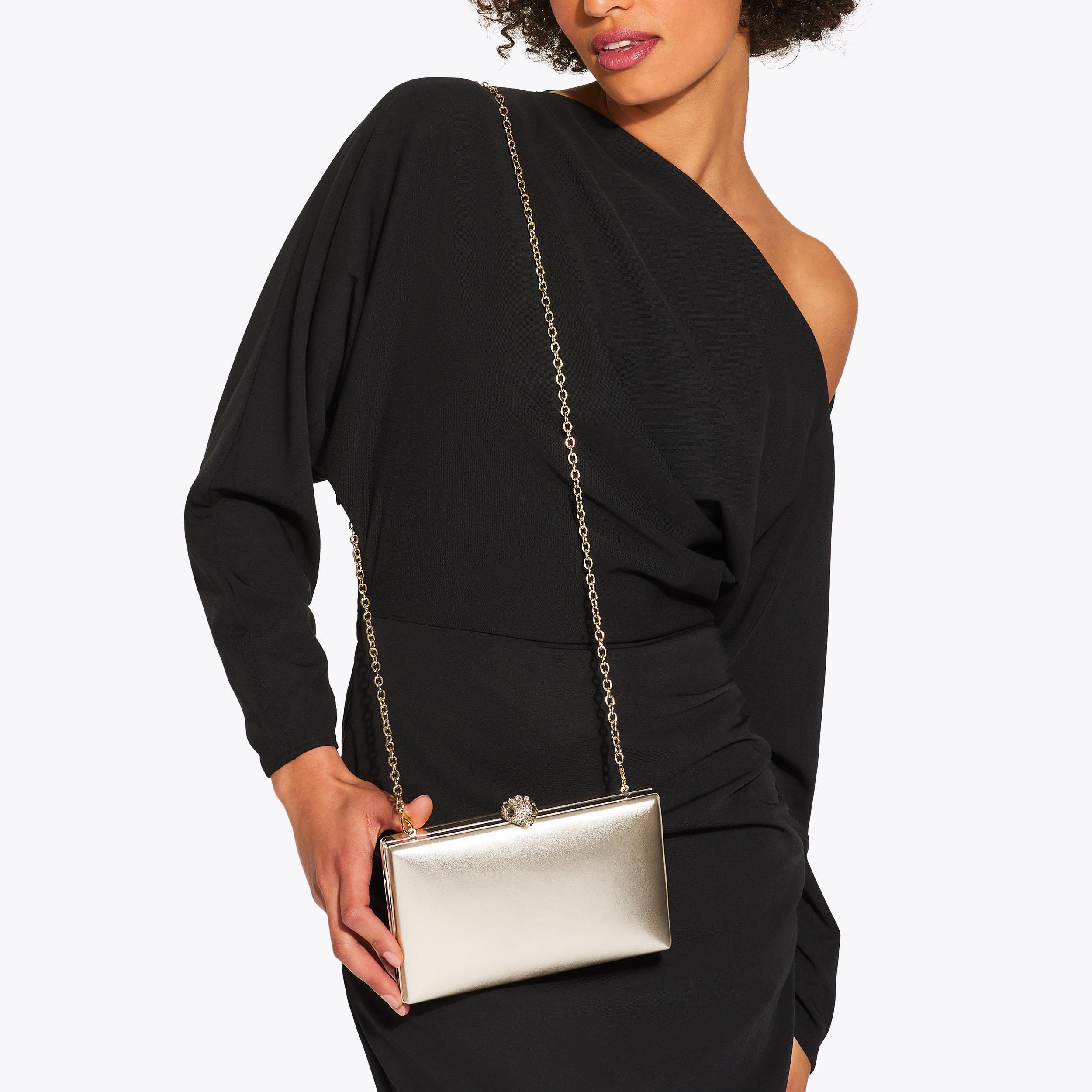 CRYSTAL KENSINGTON CLUTCH Gold Metallic Clutch Bag by KURT GEIGER LONDON