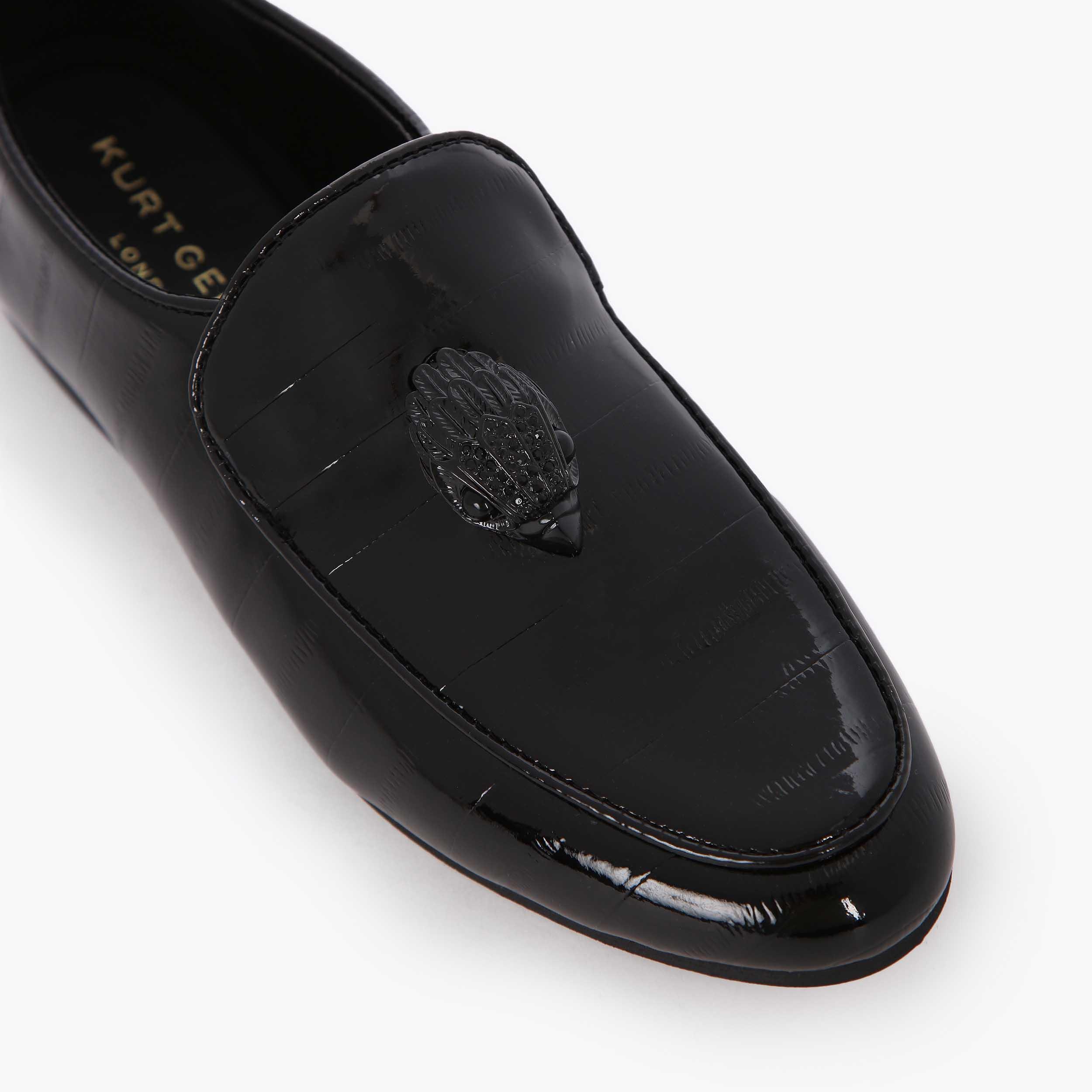HOLLY EAGLE LOAFER Black Patent Eel Print Loafers by KURT GEIGER LONDON