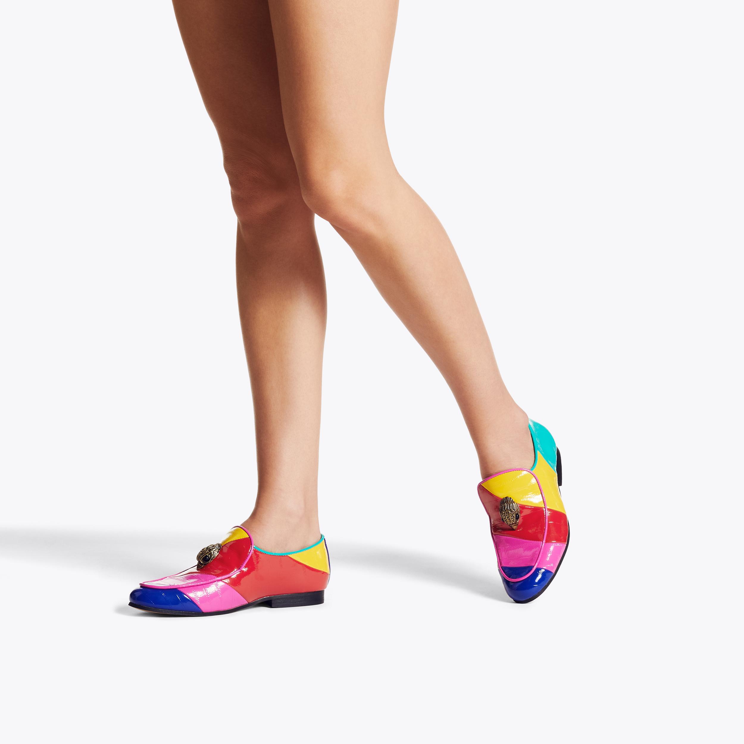 HOLLY EAGLE LOAFER Leather Patent Stripe Multi Colour Slip On Loafers ...