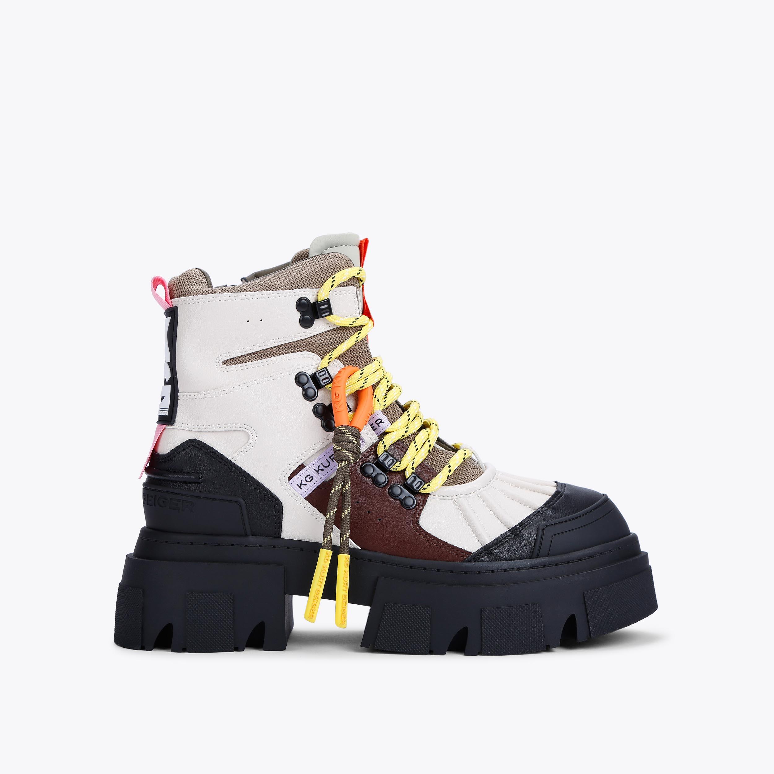 TREKKER PUMPED HIKER Bone Chunky Branded Ankle Boot by KG TREKKER PUMPED HIKER Bone Chunky Branded Ankle Boot by KG