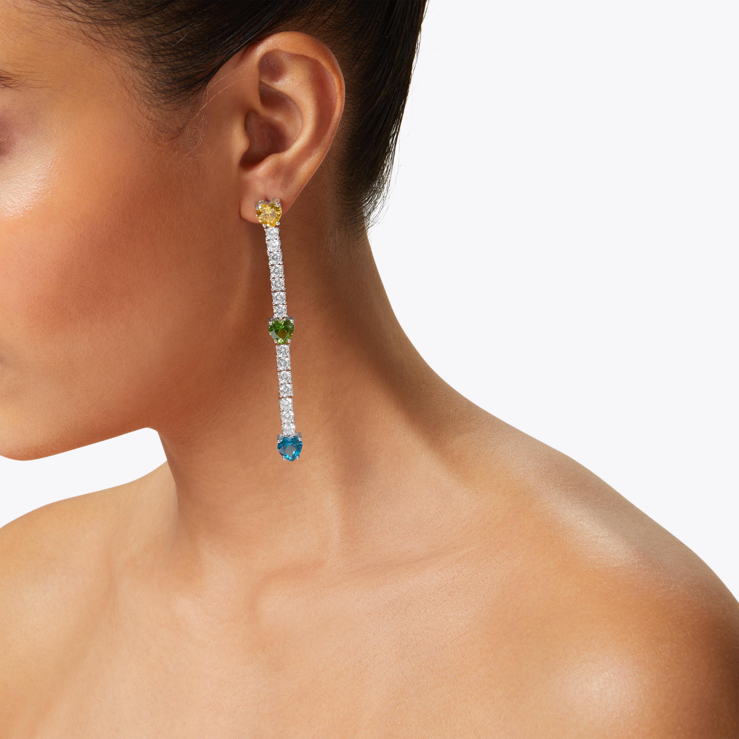 HEART LINEARS Crystal Drop Heart Earrings by KURT GEIGER LONDON