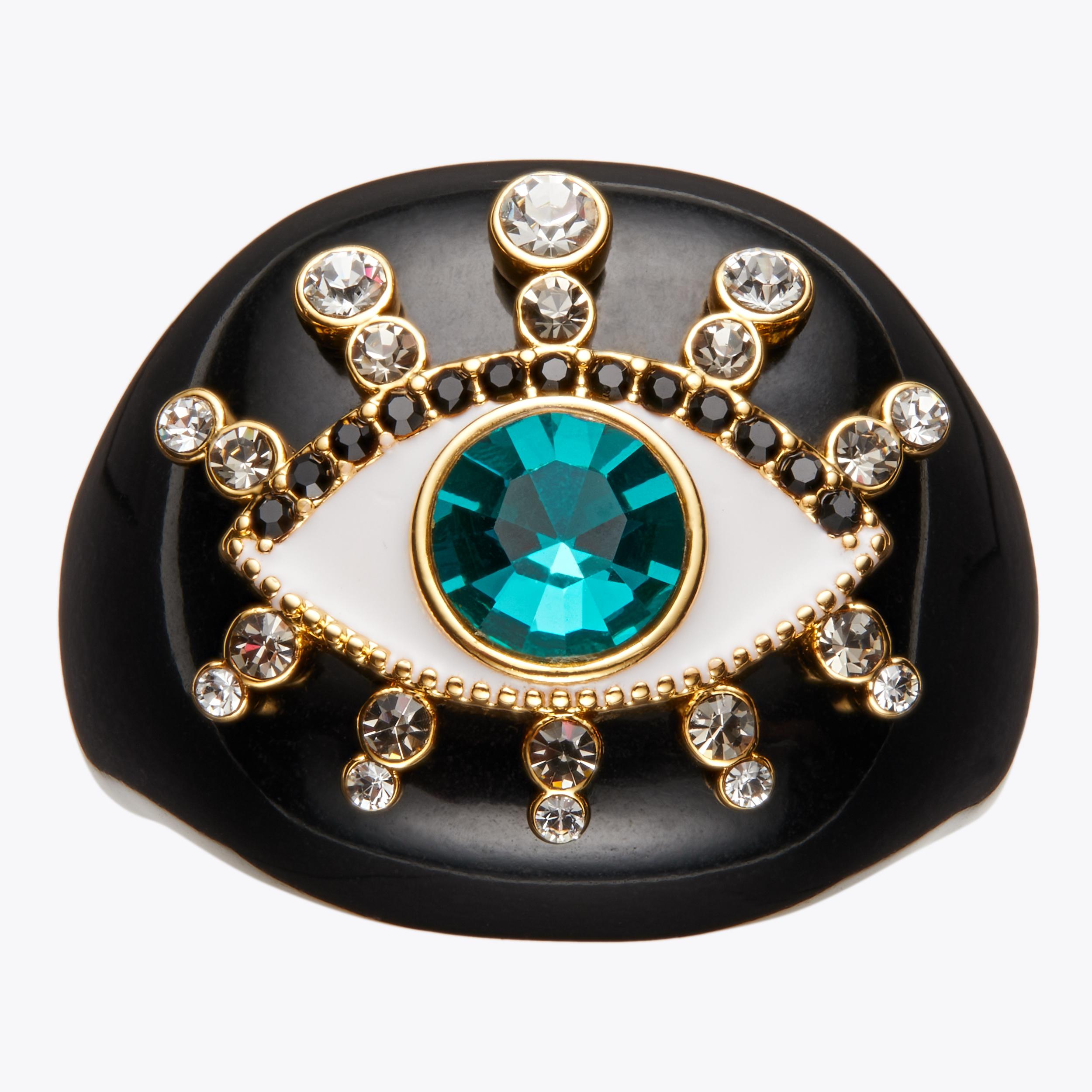 RESIN EVIL EYE RING Black Resin Evil Eye Ring by KURT GEIGER LONDON