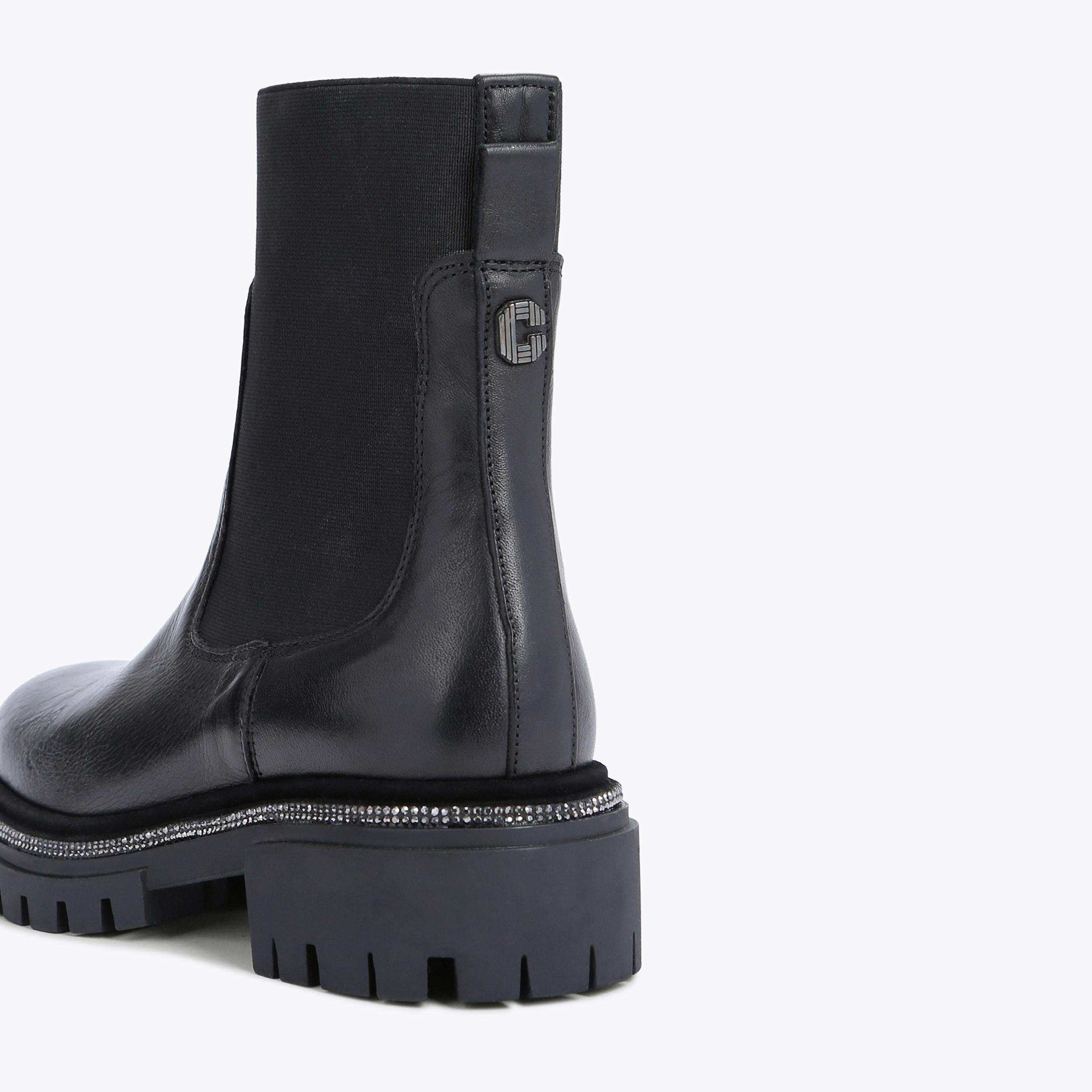 DAZZLE ANKLE Black Leather Ankle Boots by CARVELA