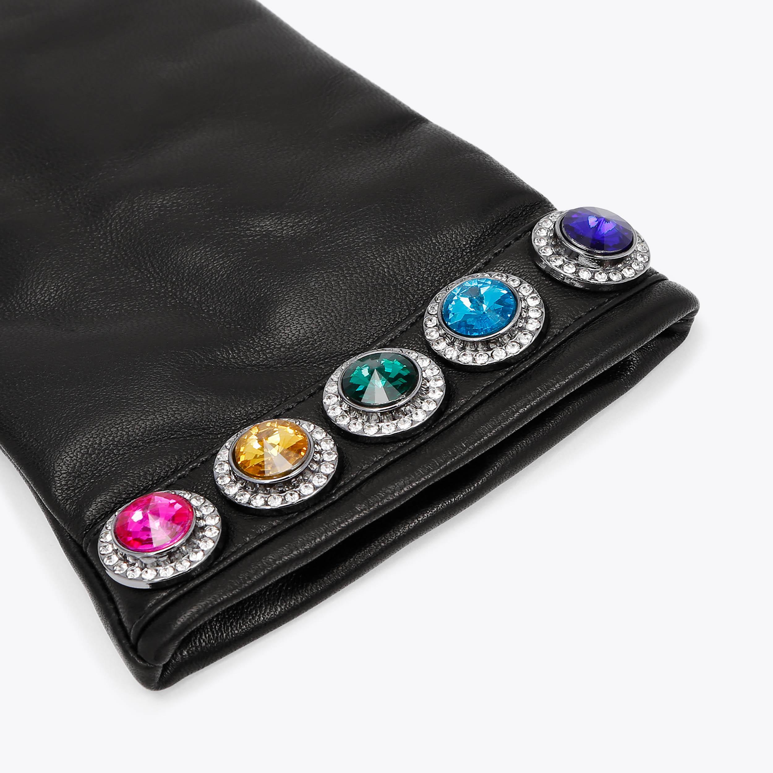 OCTAVIA GLOVES Black Quilted Crystal Gloves by KURT GEIGER LONDON