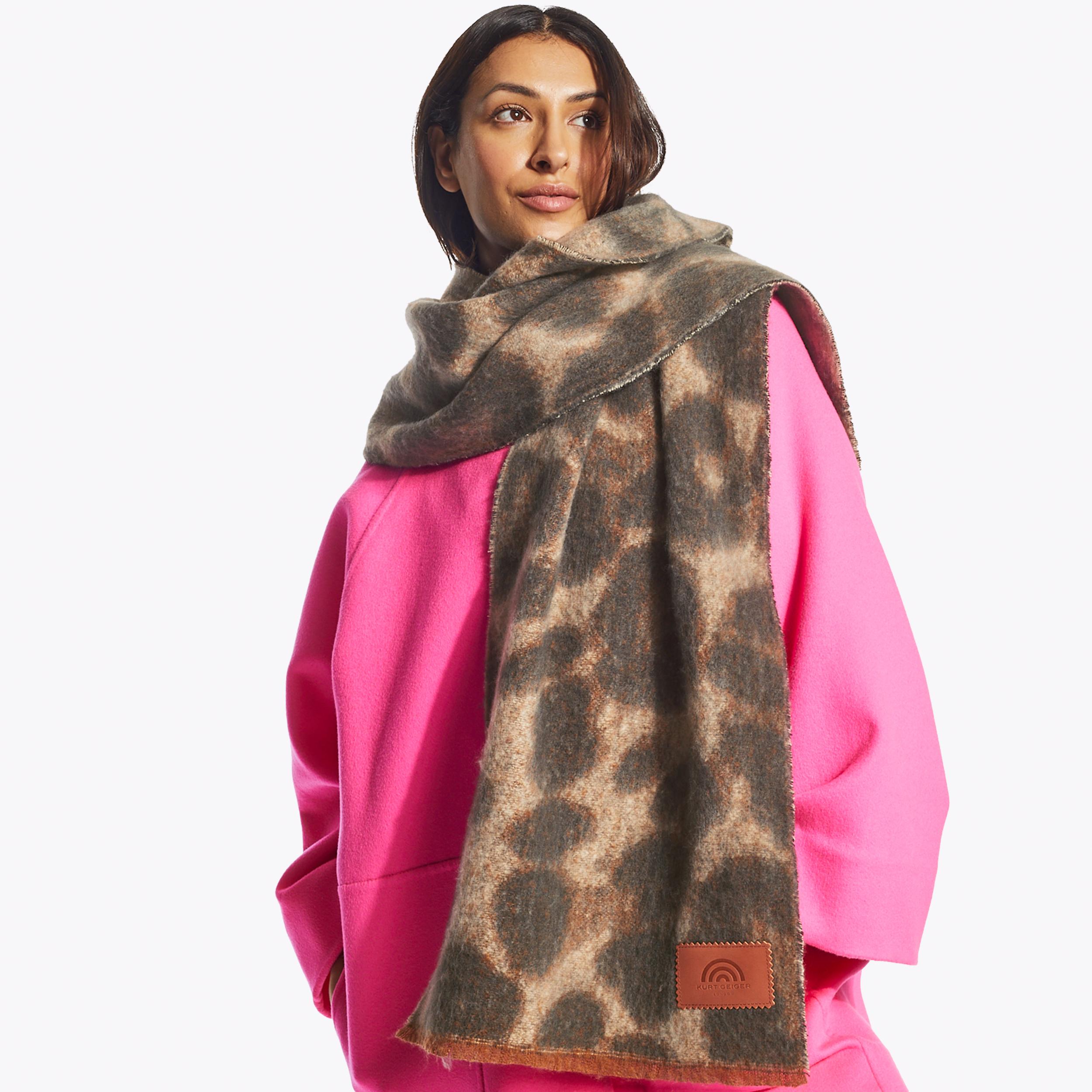 YARNDYE SCARF Animal Print Fluffy Scarf by KURT GEIGER LONDON
