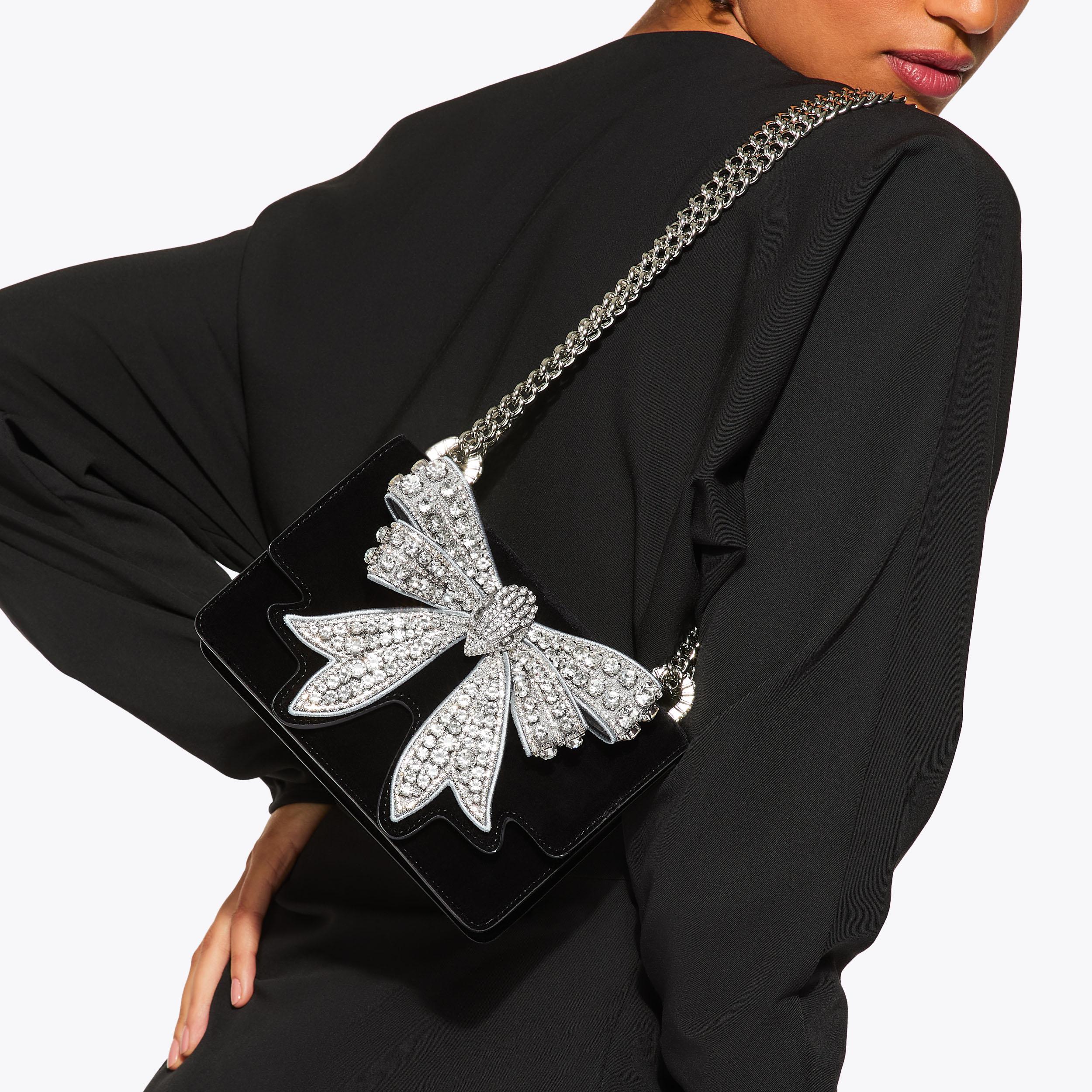 SHOREDITCH SM CROSS BODY Black Velvet Cross Body Bow Bag by KURT GEIGER ...