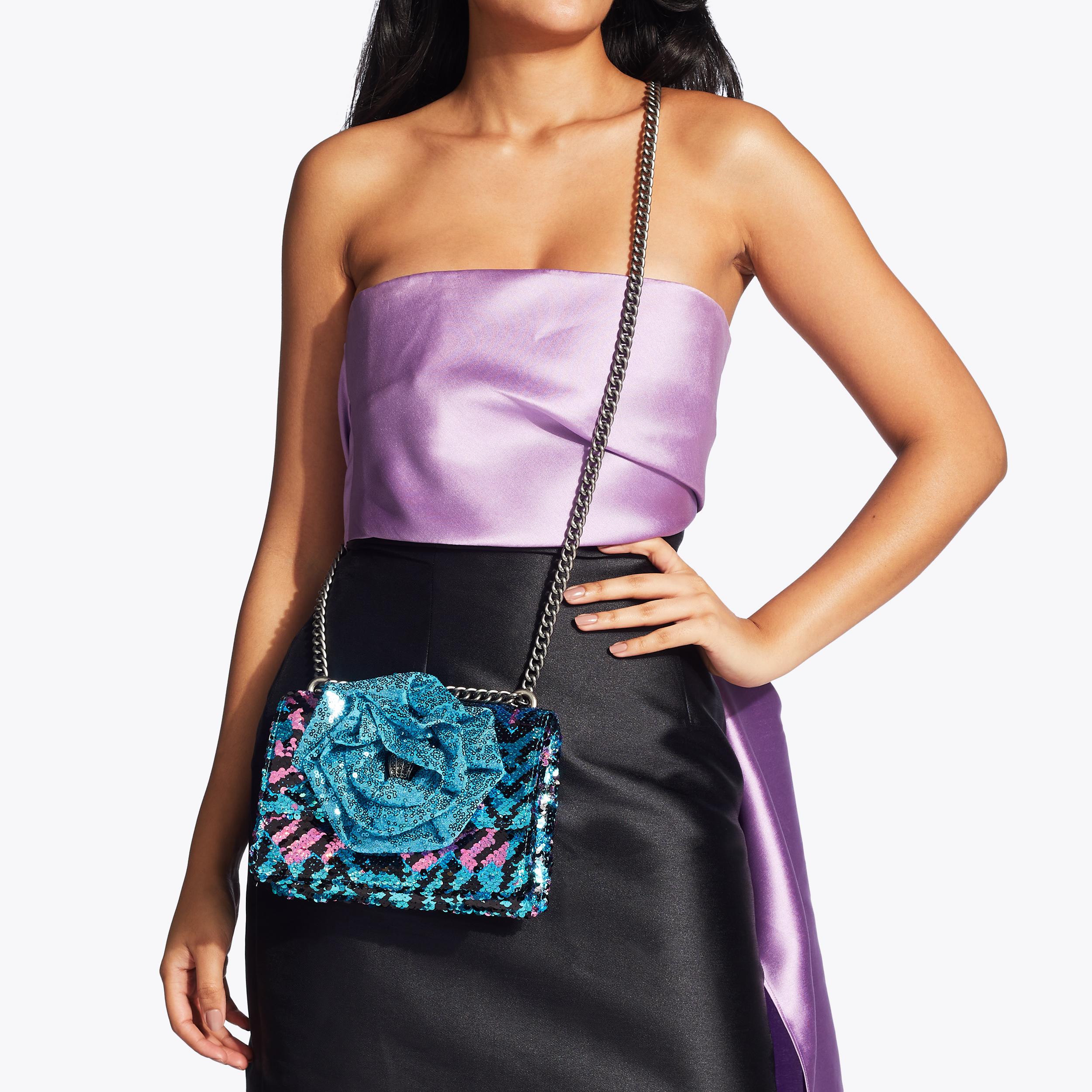 SHOREDITCH SM CROSS BODY Zebra Sequin Cross Body Bag by KURT GEIGER LONDON