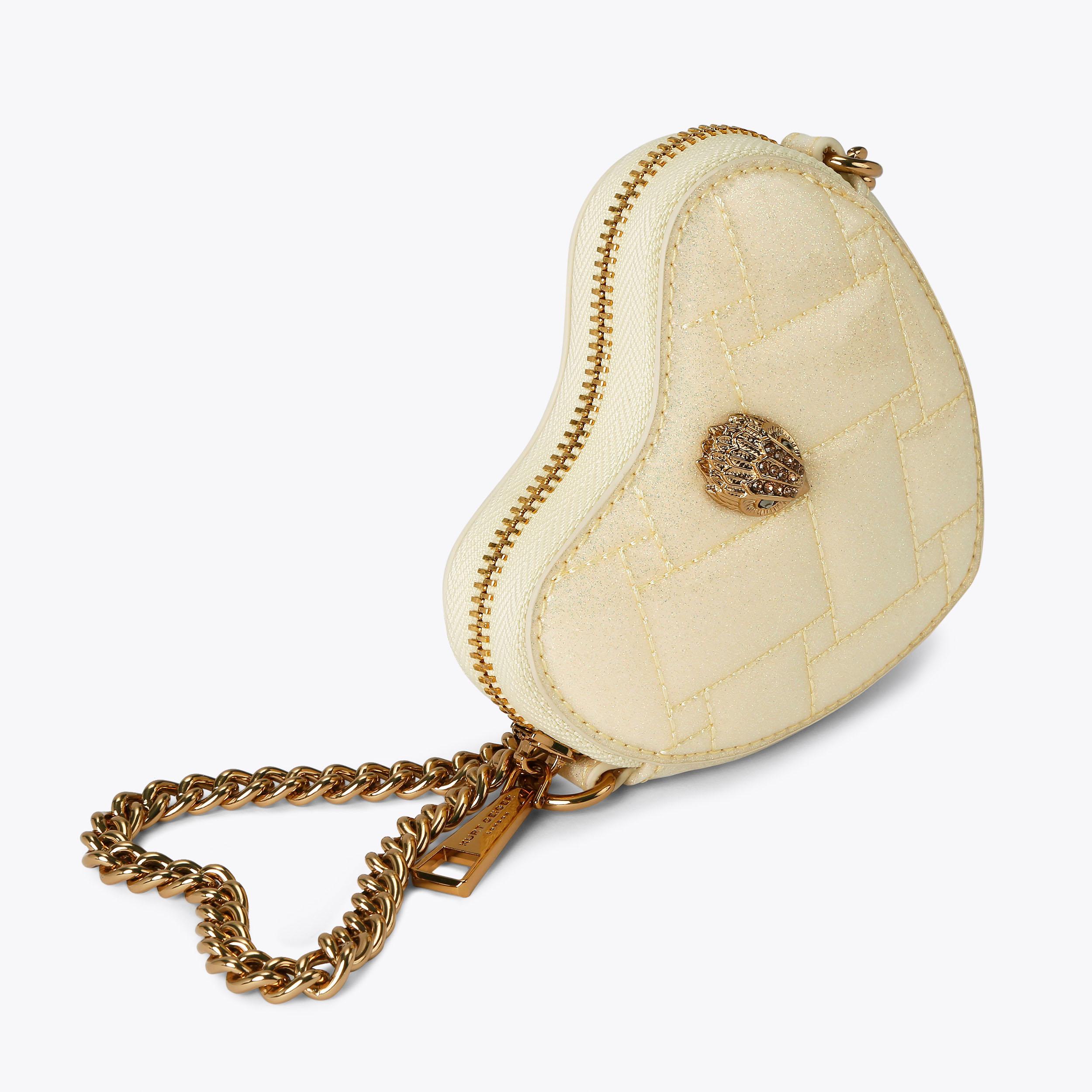 MICRO HEART CROSSBODY Champagne Glitter Cross Body Bag by KURT GEIGER ...