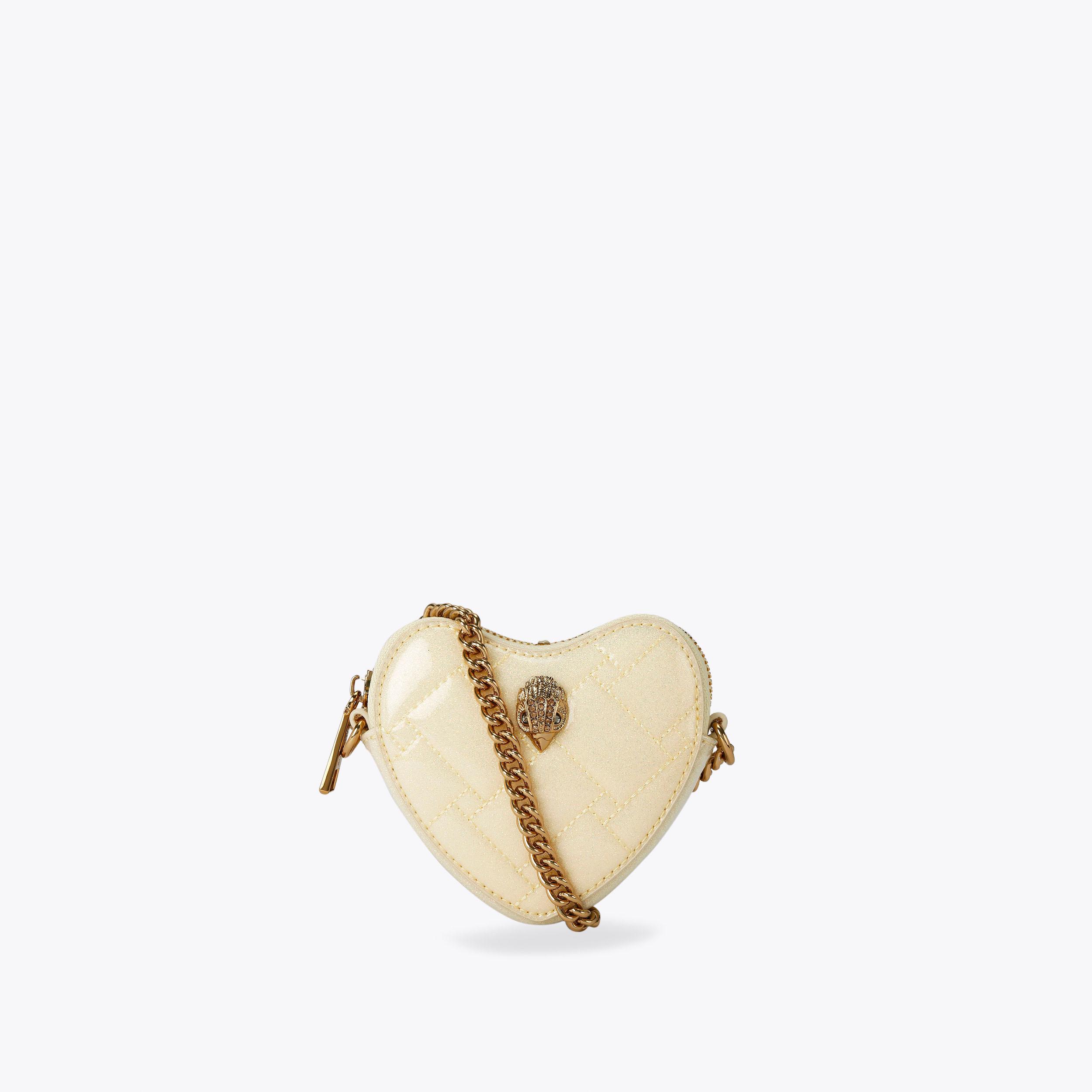 MICRO HEART CROSSBODY Champagne Glitter Cross Body Bag by KURT GEIGER ...