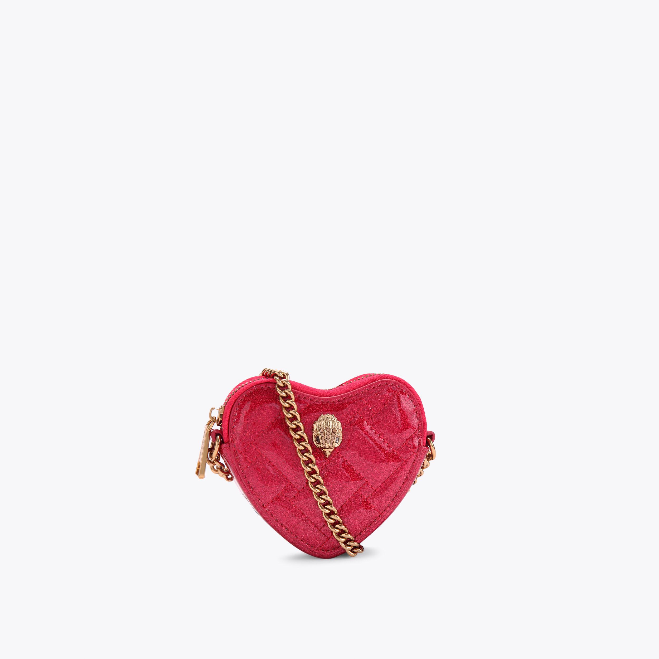 MICRO HEART CROSSBODY Red Shiny Vinyl Cross Body Bag by KURT GEIGER LONDON