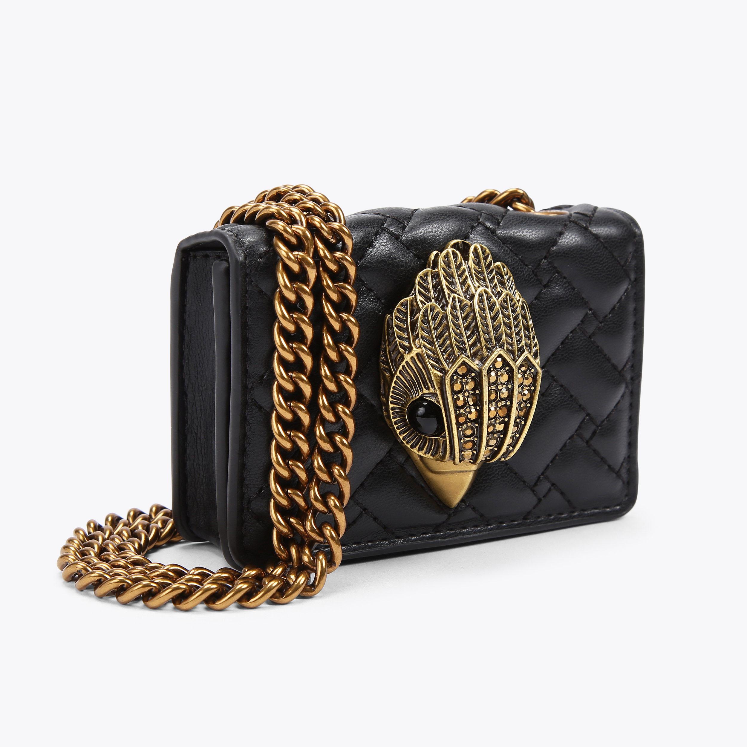 MICRO KENSINGTON Black Quilted Cross Body Bag by KURT GEIGER LONDON