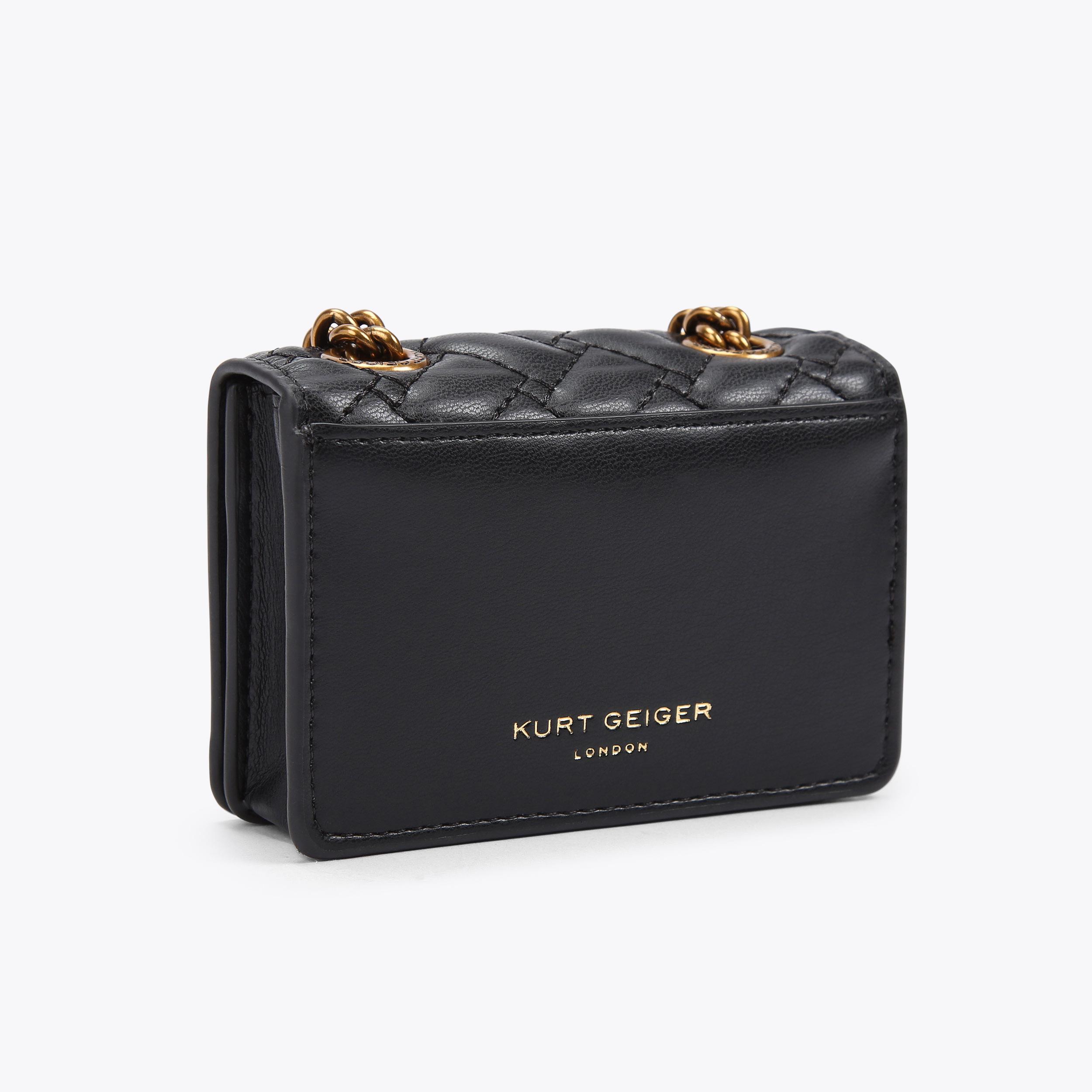 MICRO KENSINGTON Black Quilted Cross Body Bag by KURT GEIGER LONDON