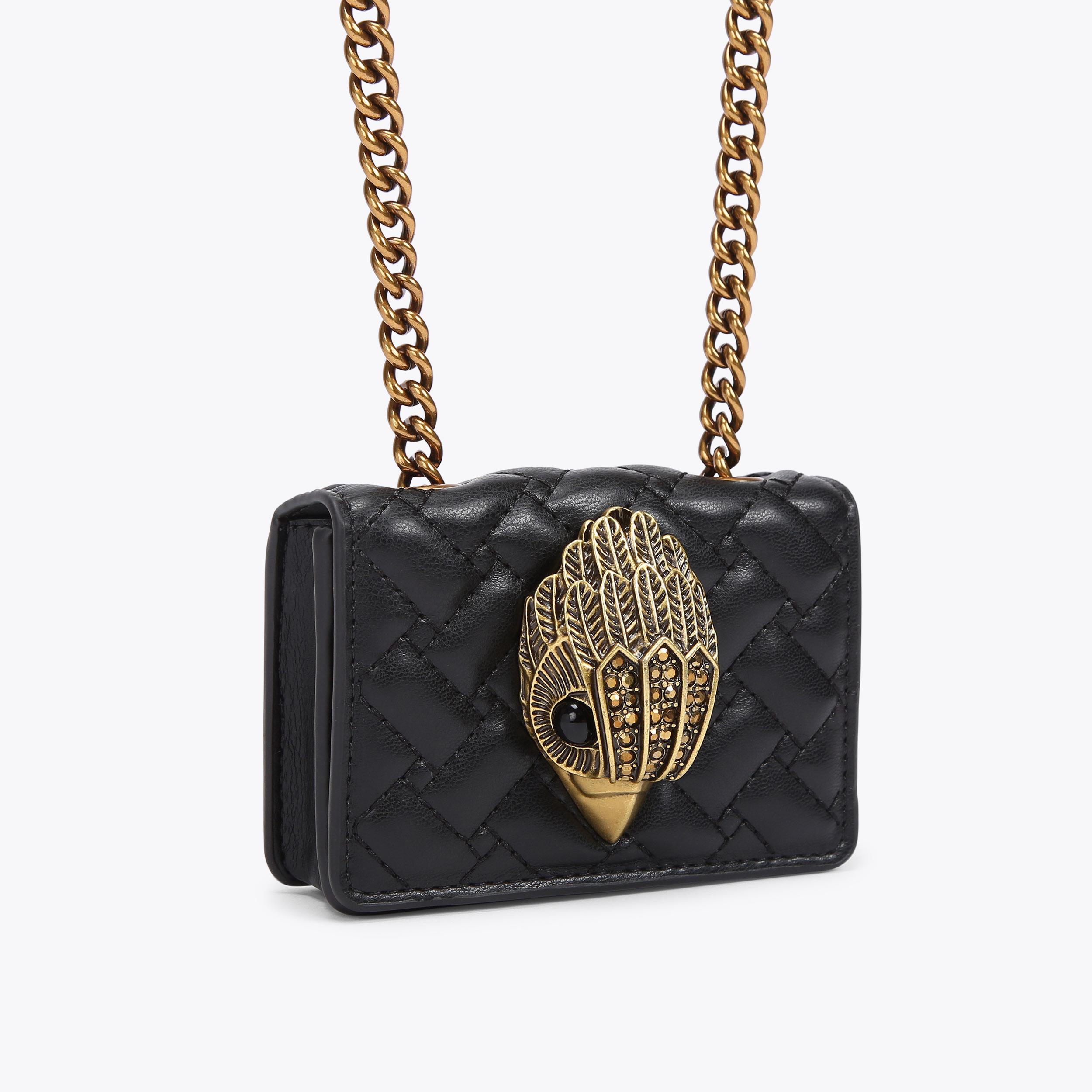 MICRO KENSINGTON Black Quilted Cross Body Bag by KURT GEIGER LONDON