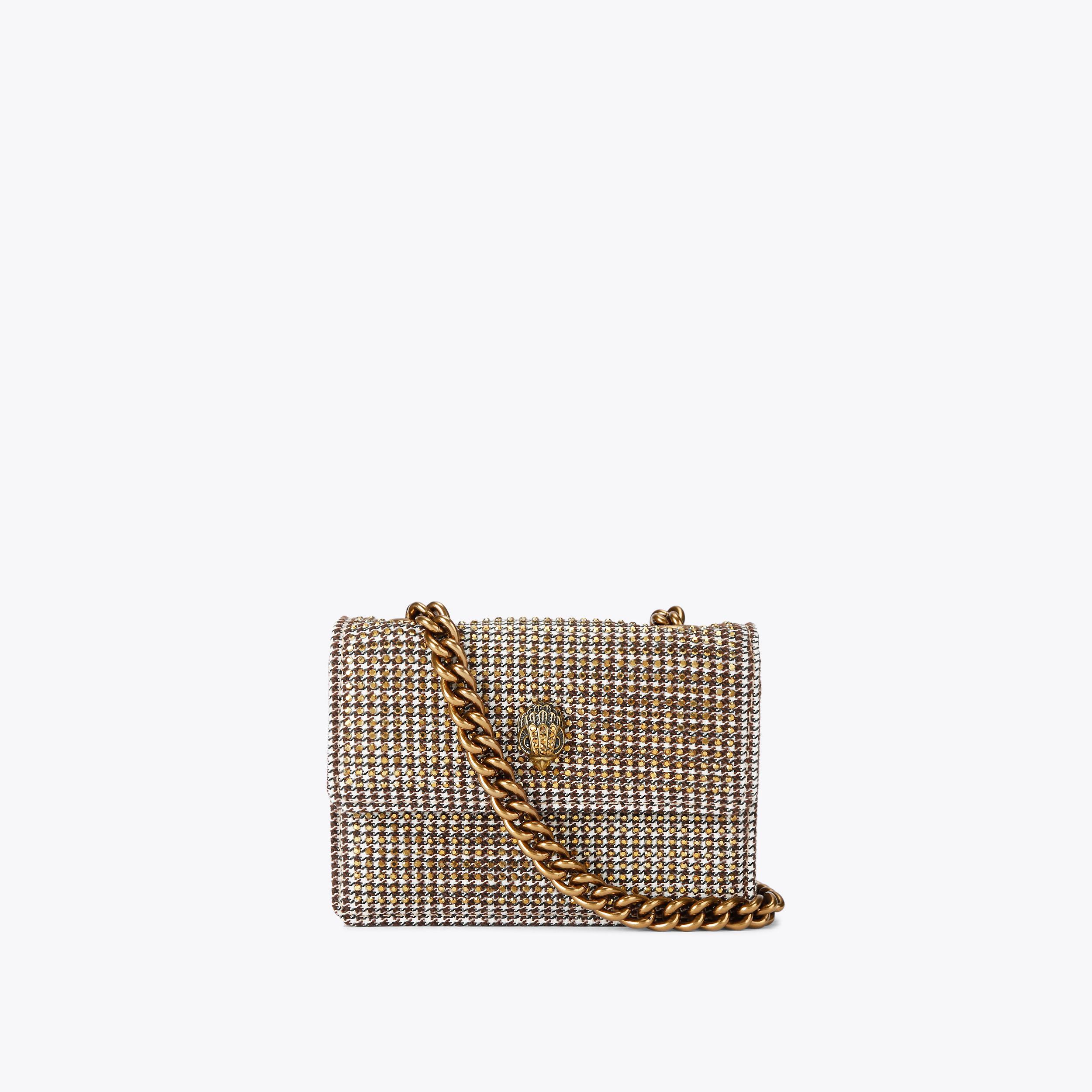 MICRO KENSINGTON Beige Crystal Cross Body Bag by KURT GEIGER LONDON