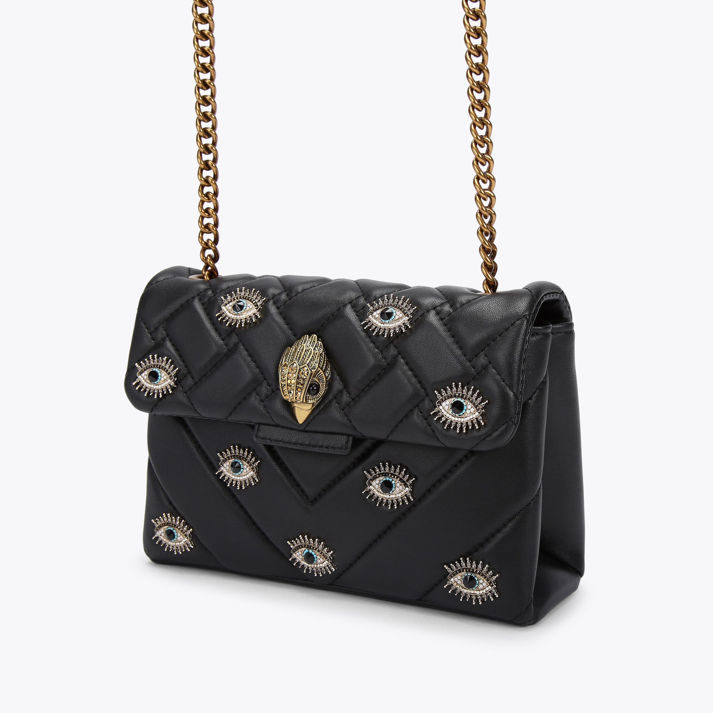 MD KENSINGTON BAG EYE Black Leather Quilted Cross Body Bag Kensington ...