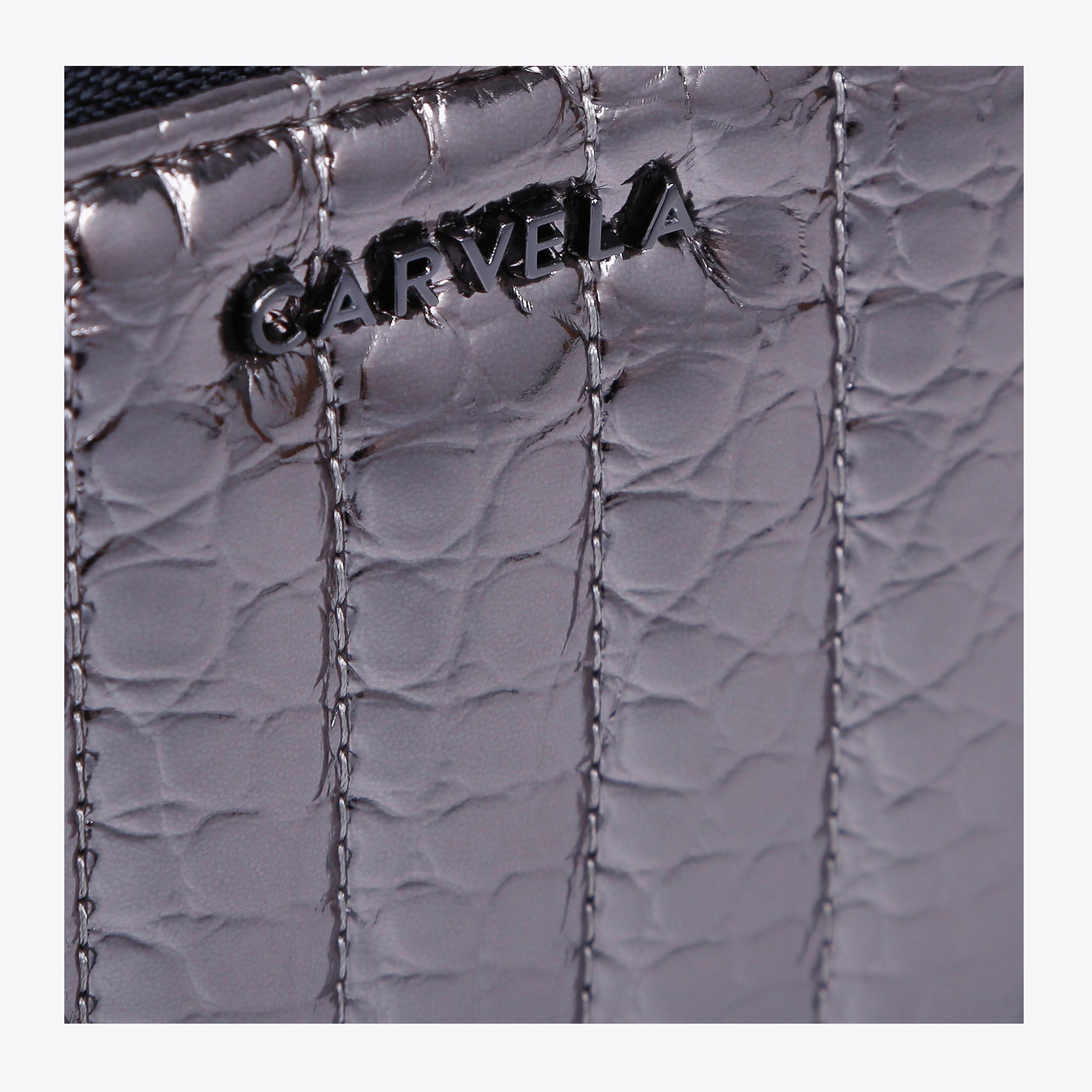 REBEL PURSE Gunmetal Croc Linear Quilt Zip Around Purse by CARVELA