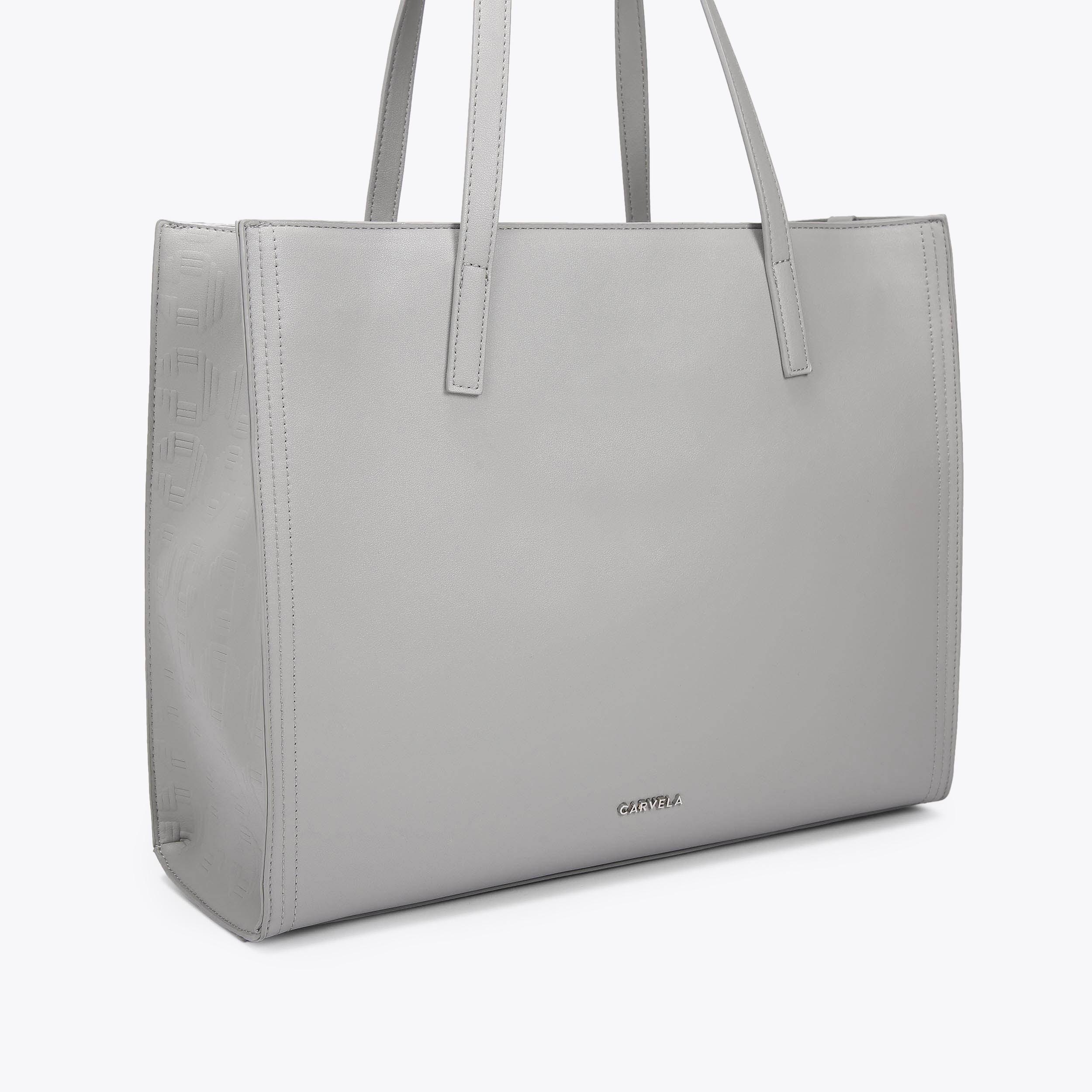 ICON SHOPPER Grey Signature C Shopper Bag by CARVELA