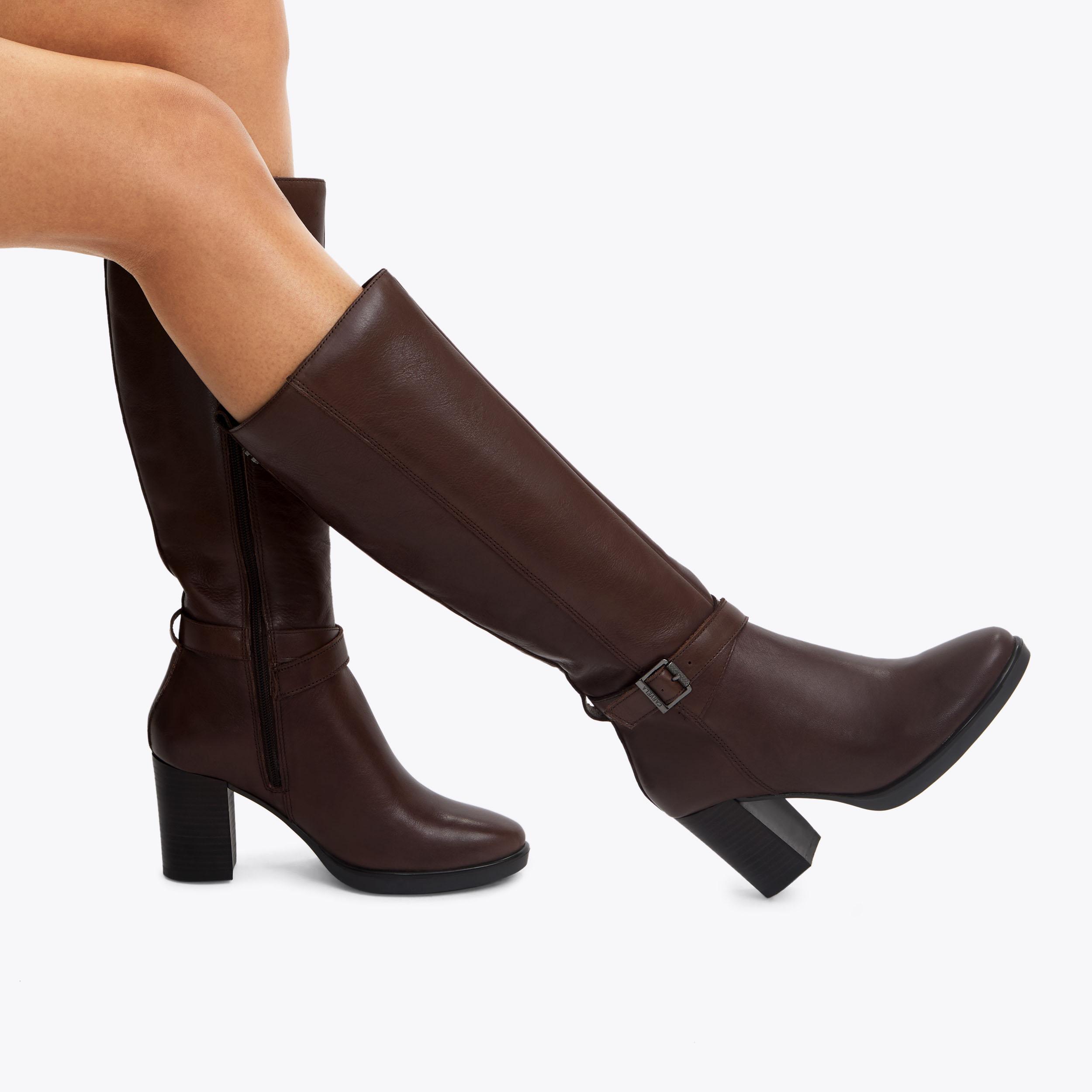 SILVER 2 KNEE HIGH Dark Brown Leather Knee High Boot by CARVELA