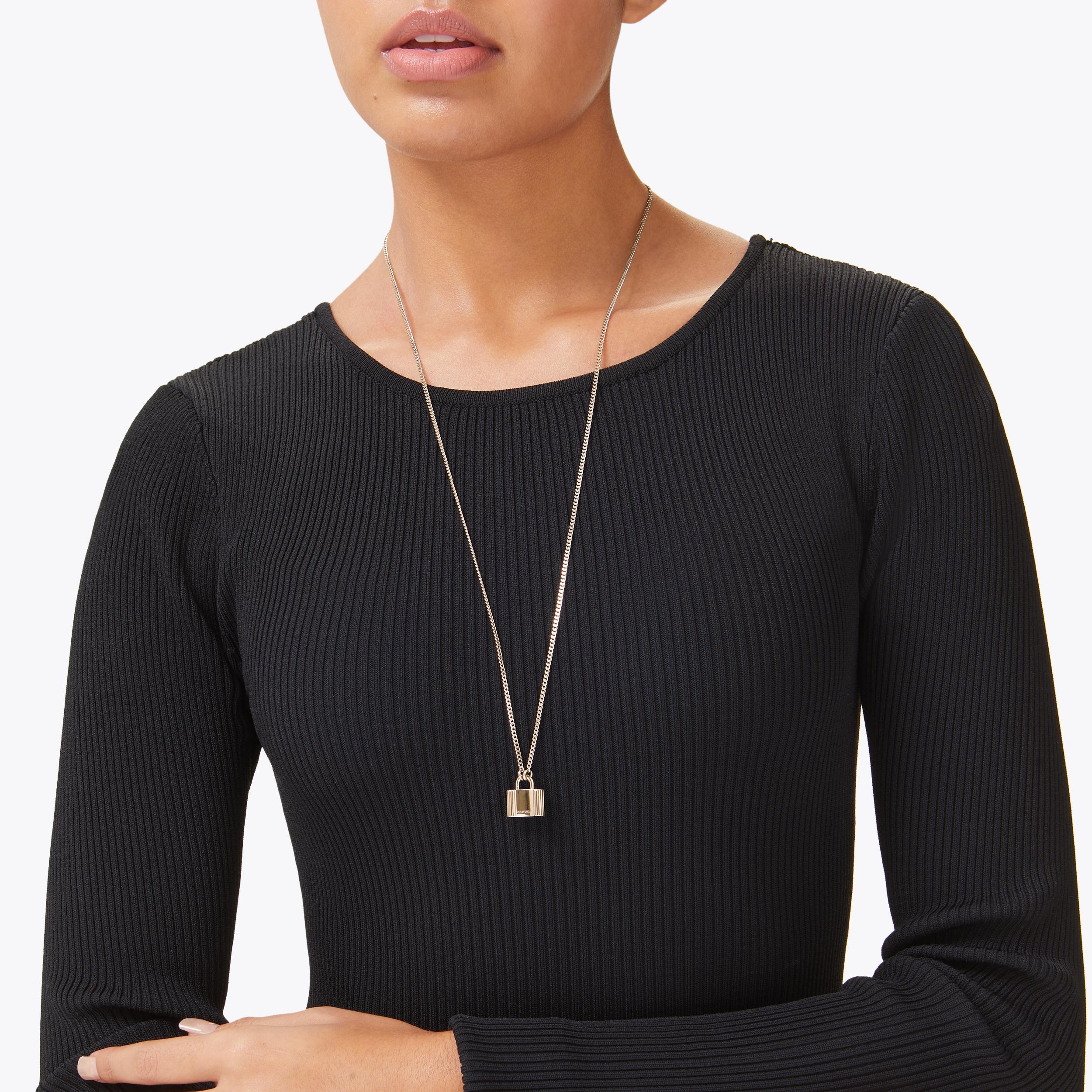 LOCK PENDANT Silver Padlock Chain Necklace by CARVELA