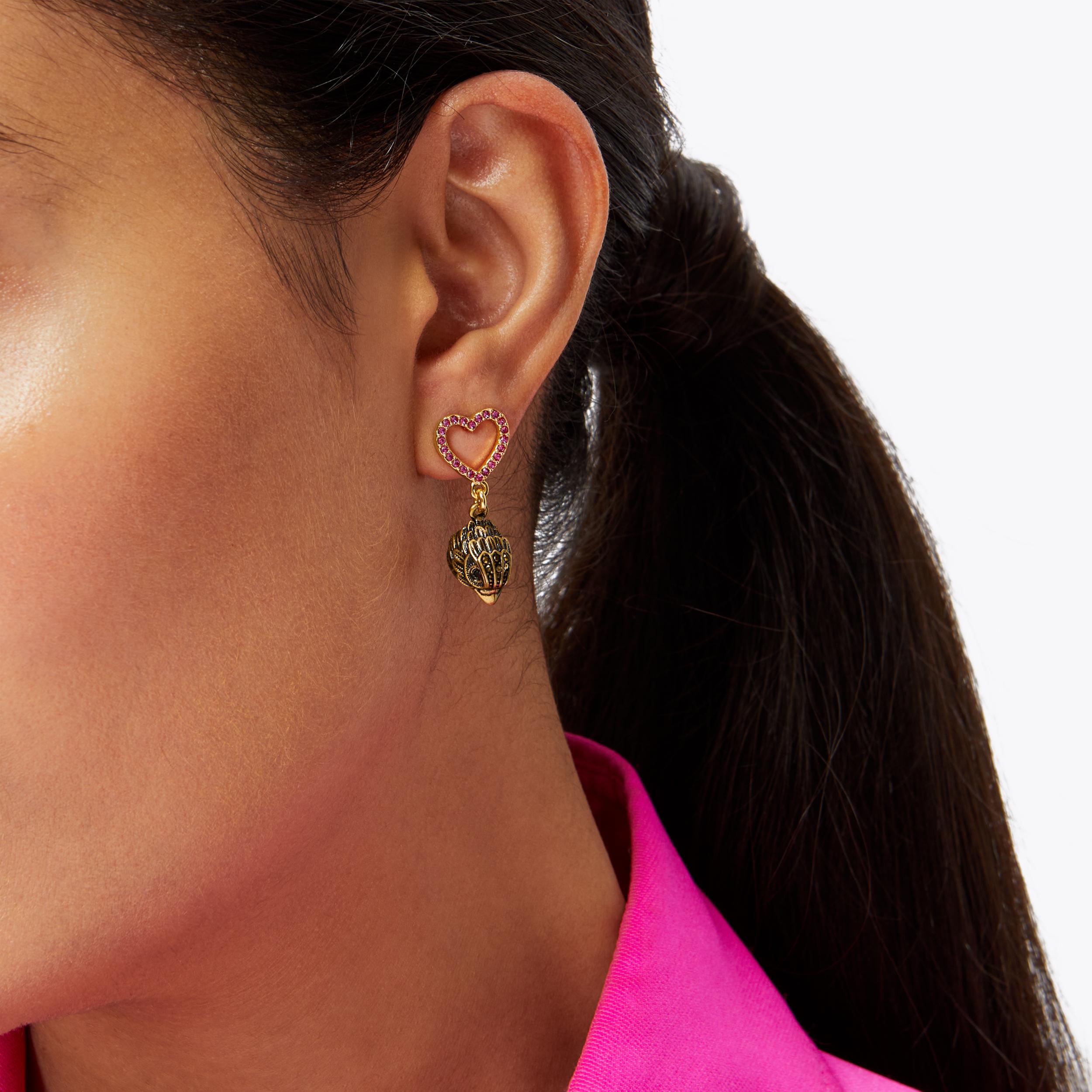 HEART EAGLE STUDS Pink Heart Eagle Stud Earrings by KURT GEIGER LONDON
