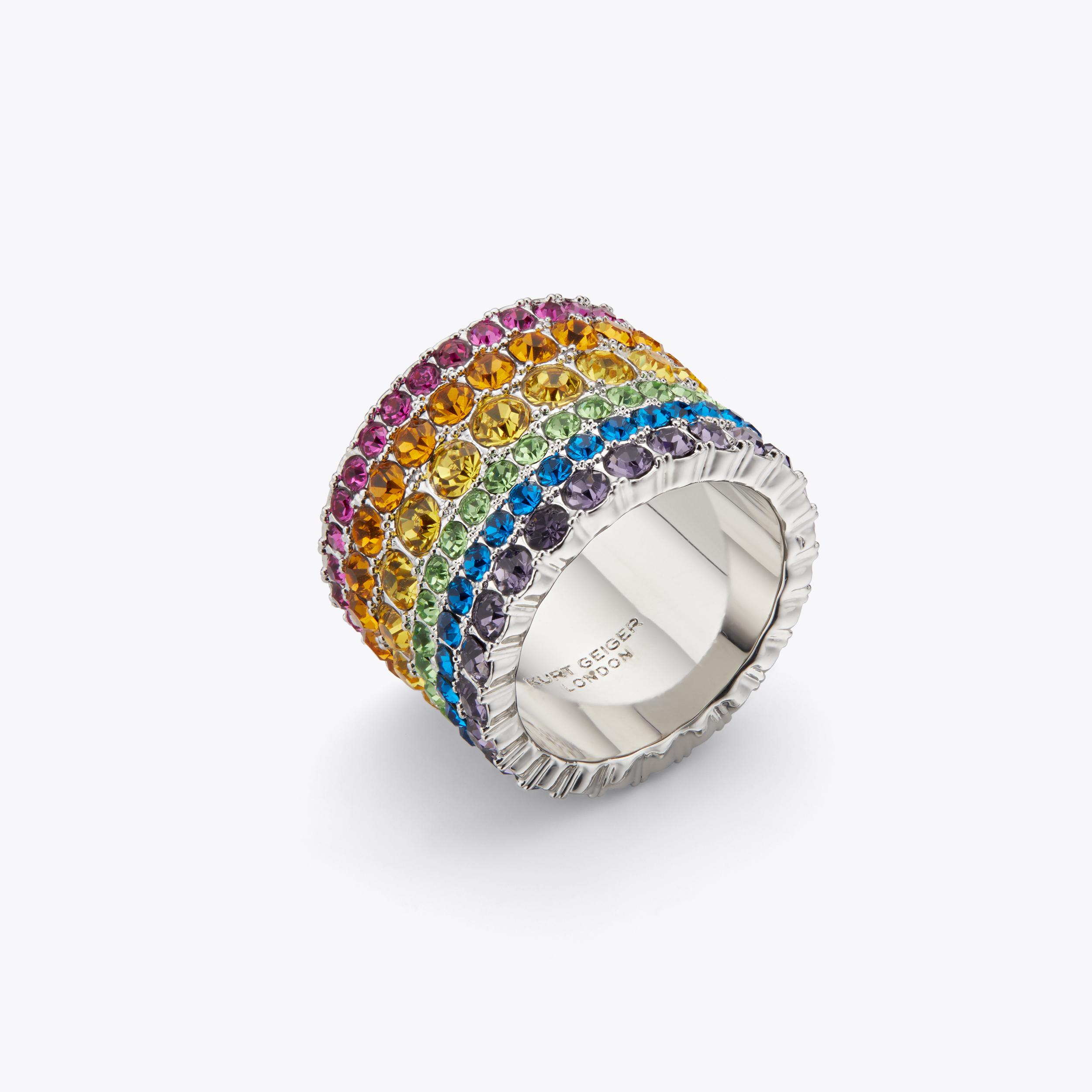 MULTI CRYSTAL RING Multi Colour Ring by KURT GEIGER LONDON