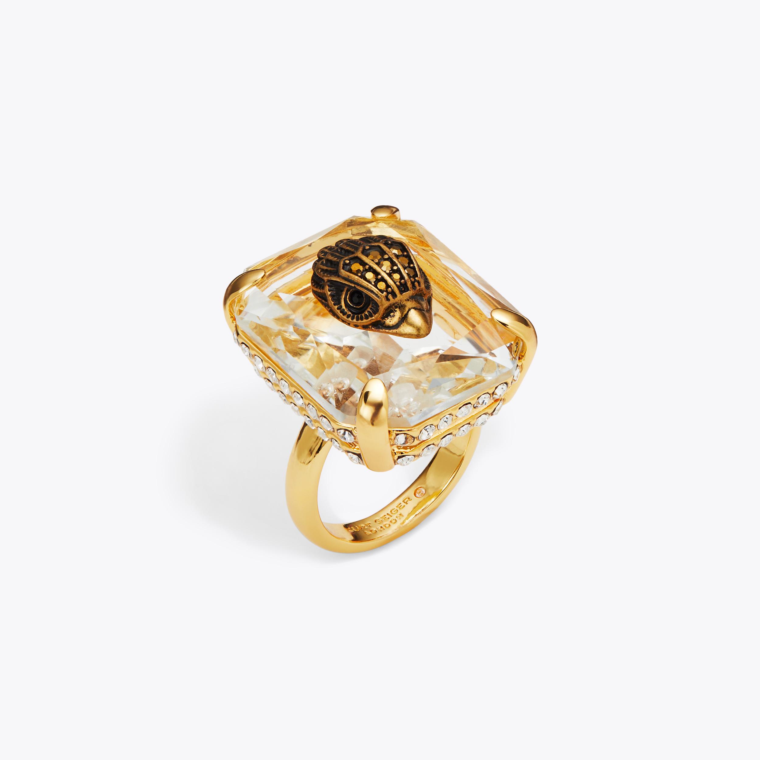 EAGLE XL CRYSTAL RING Gold Tone Eagle Crystal Ring by KURT GEIGER LONDON