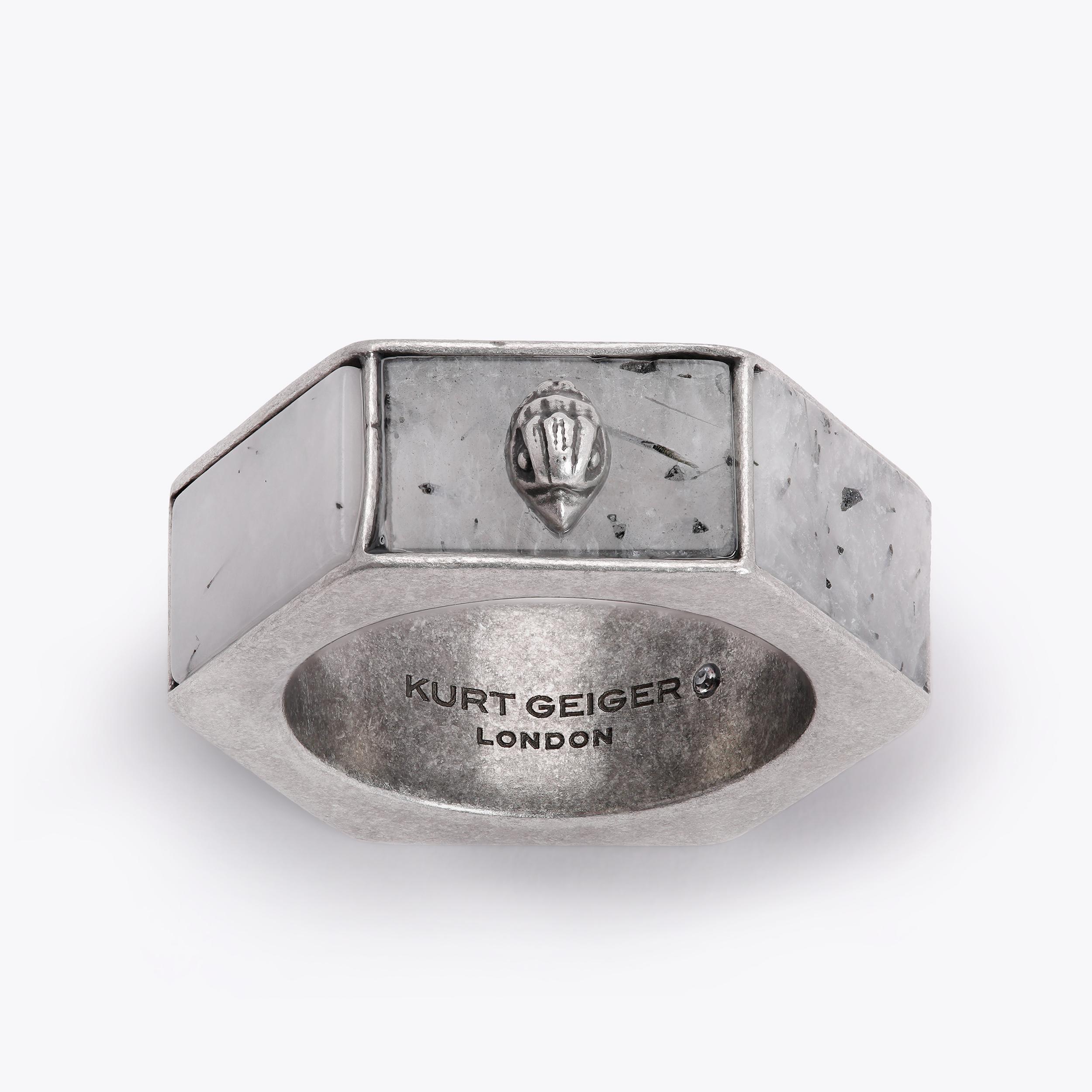 HEXAGON RING M Hexagon Antiqued Silver Crystal Ring by KURT GEIGER LONDON