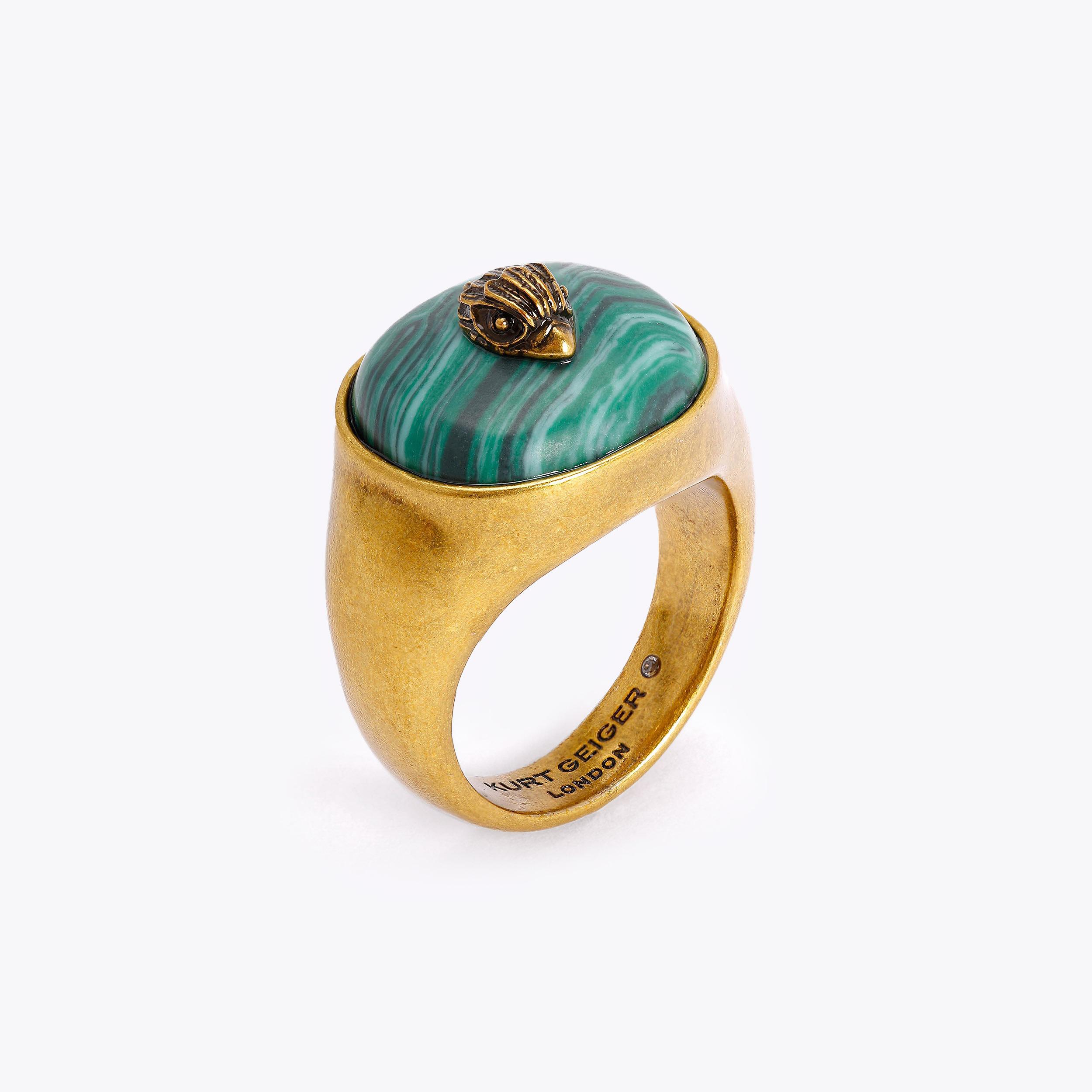 STONE SIGNET RING M Antiqued Brass Chunky Signet Ring by KURT GEIGER LONDON