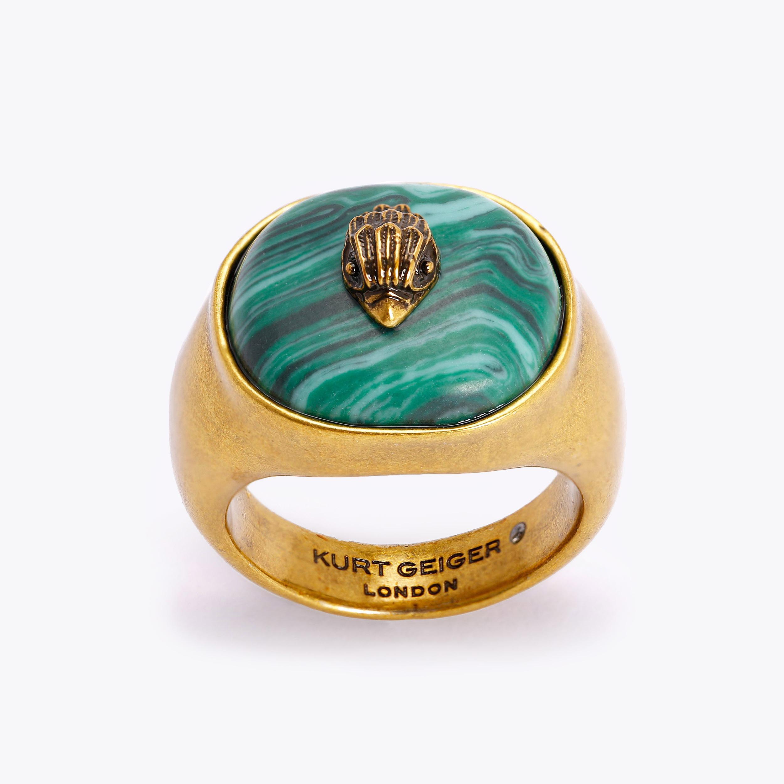 STONE SIGNET RING M Antiqued Brass Chunky Signet Ring by KURT GEIGER LONDON