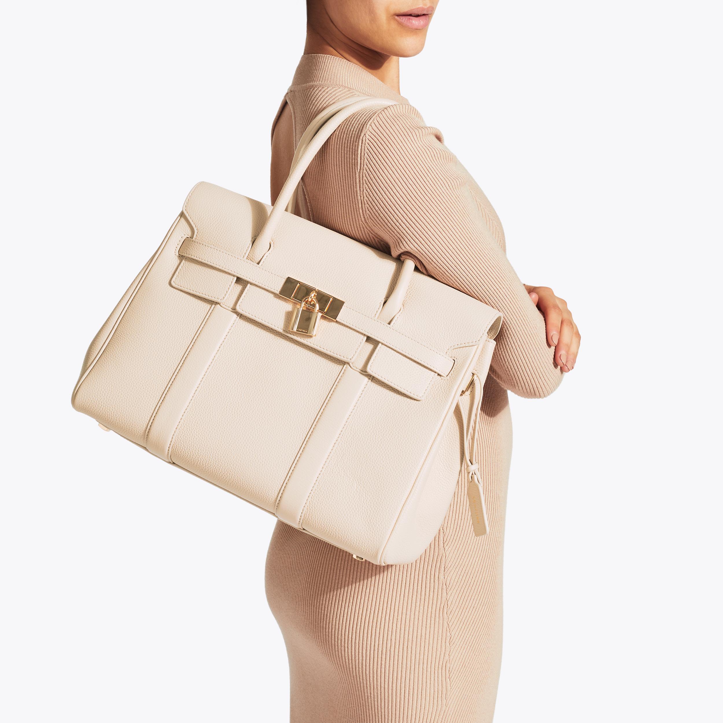 HENLEY LOCK TOTE Bone Tote Bag by CARVELA