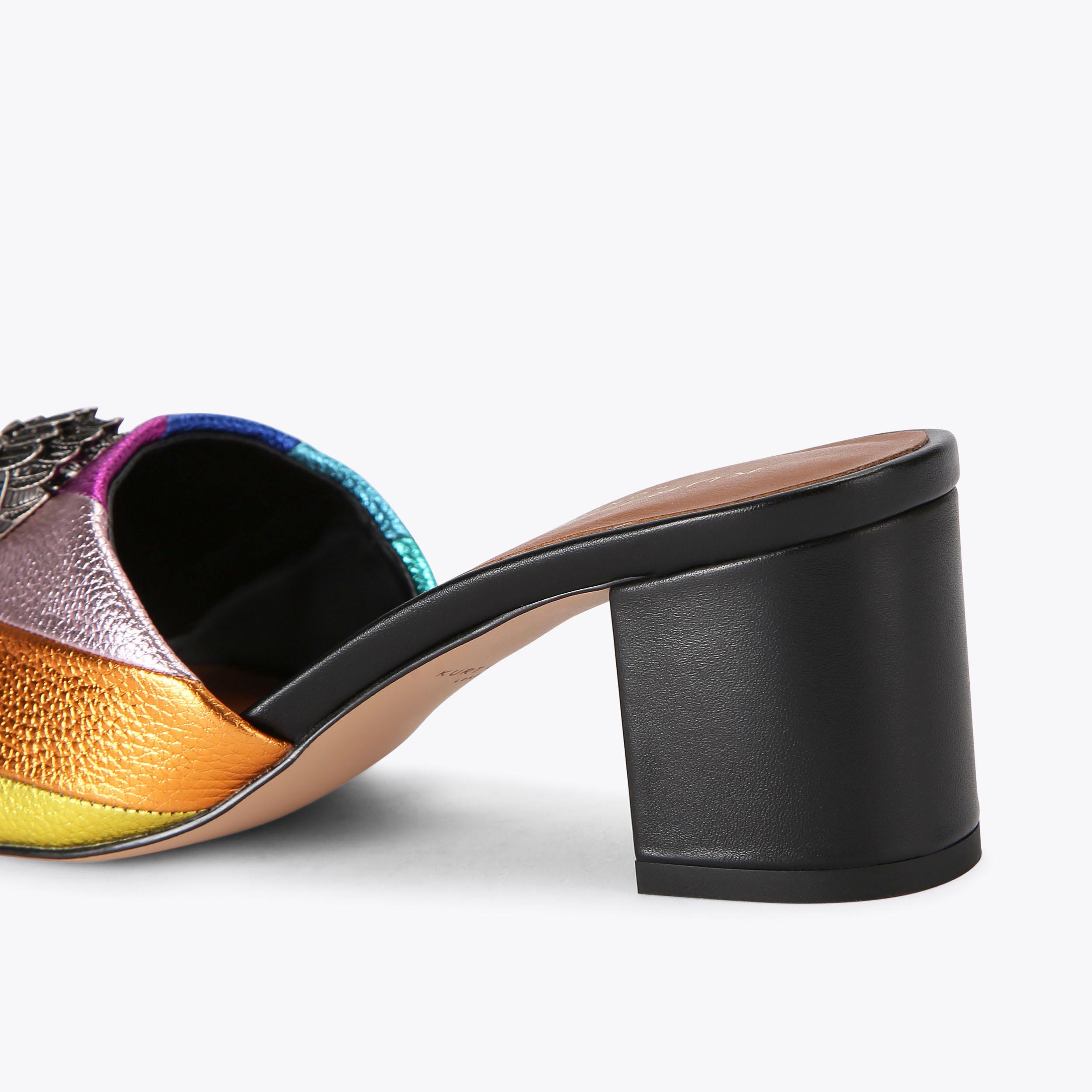 KENSINGTON BLOCK MULE Rainbow Stripe Mule Heel by KURT GEIGER LONDON